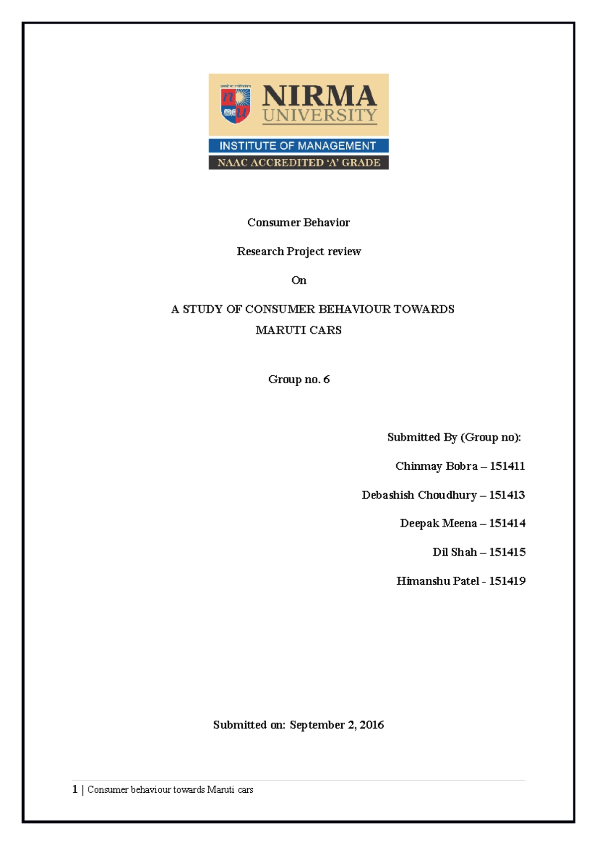 Pdfcoffee Customer Behaviour Study Is Based On Consumer Buying