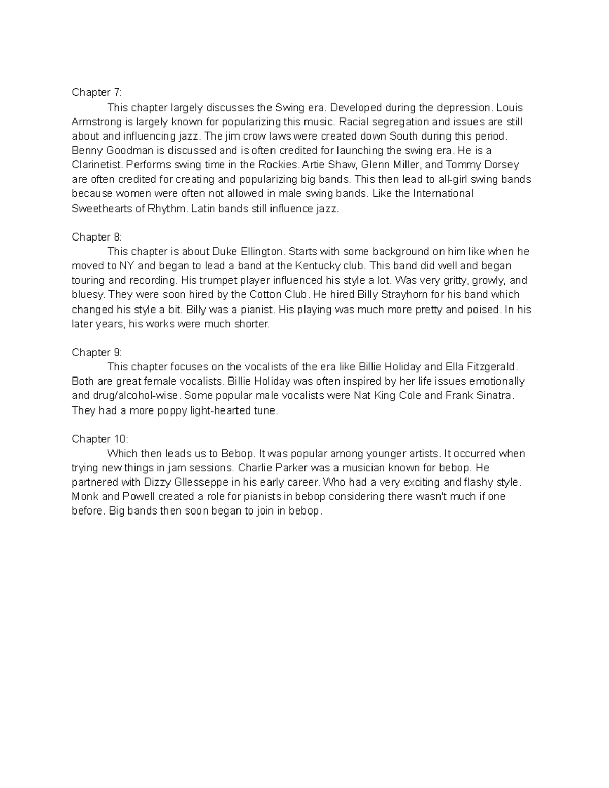 Unit 3 Reading - wrote summary paragraphs of each chapter in unit - Chapter 7: This chapter ...