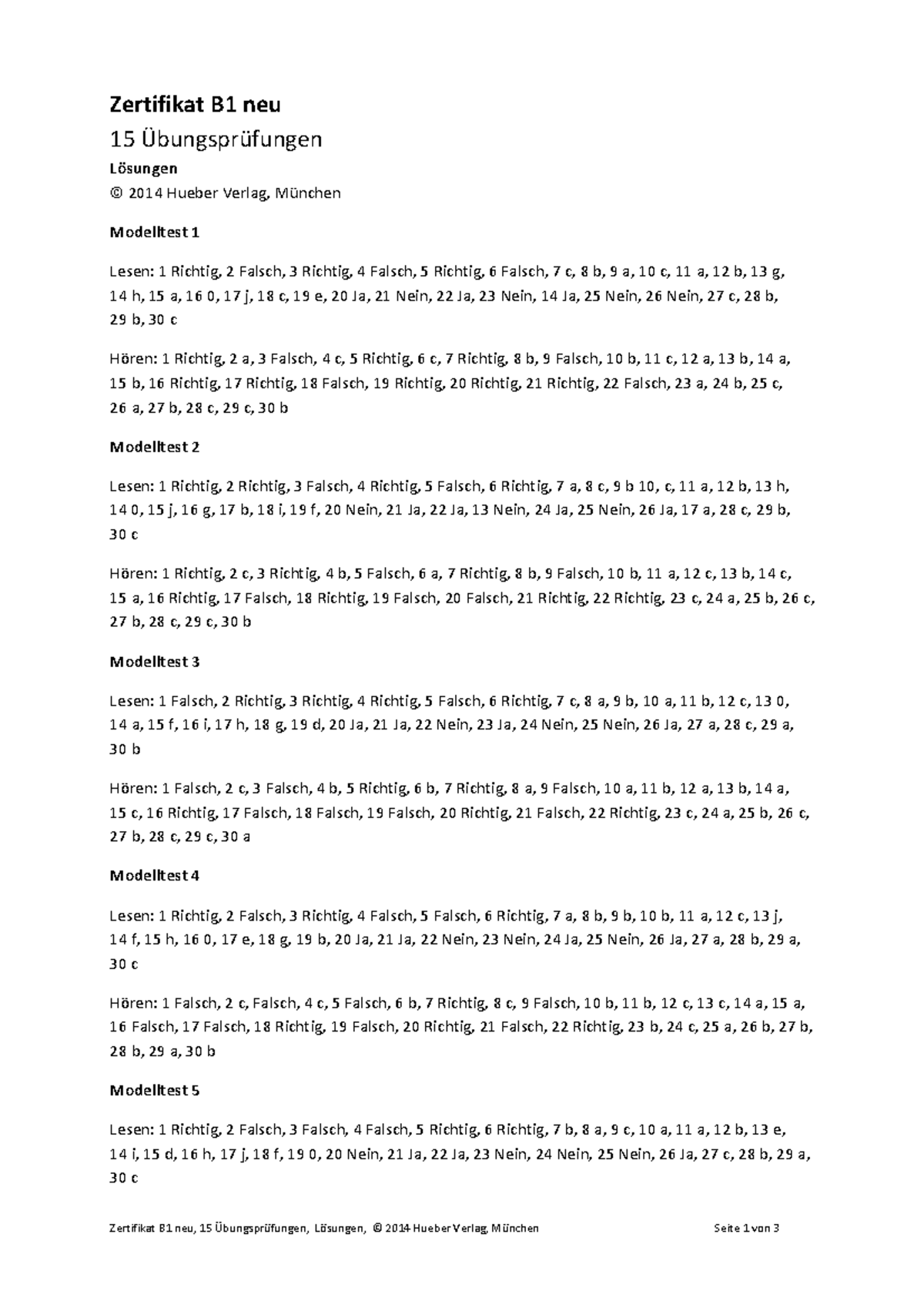 Zertifikat b1 losung — копия - Zertifikat B1 neu, 15 Übungsprüfungen ...