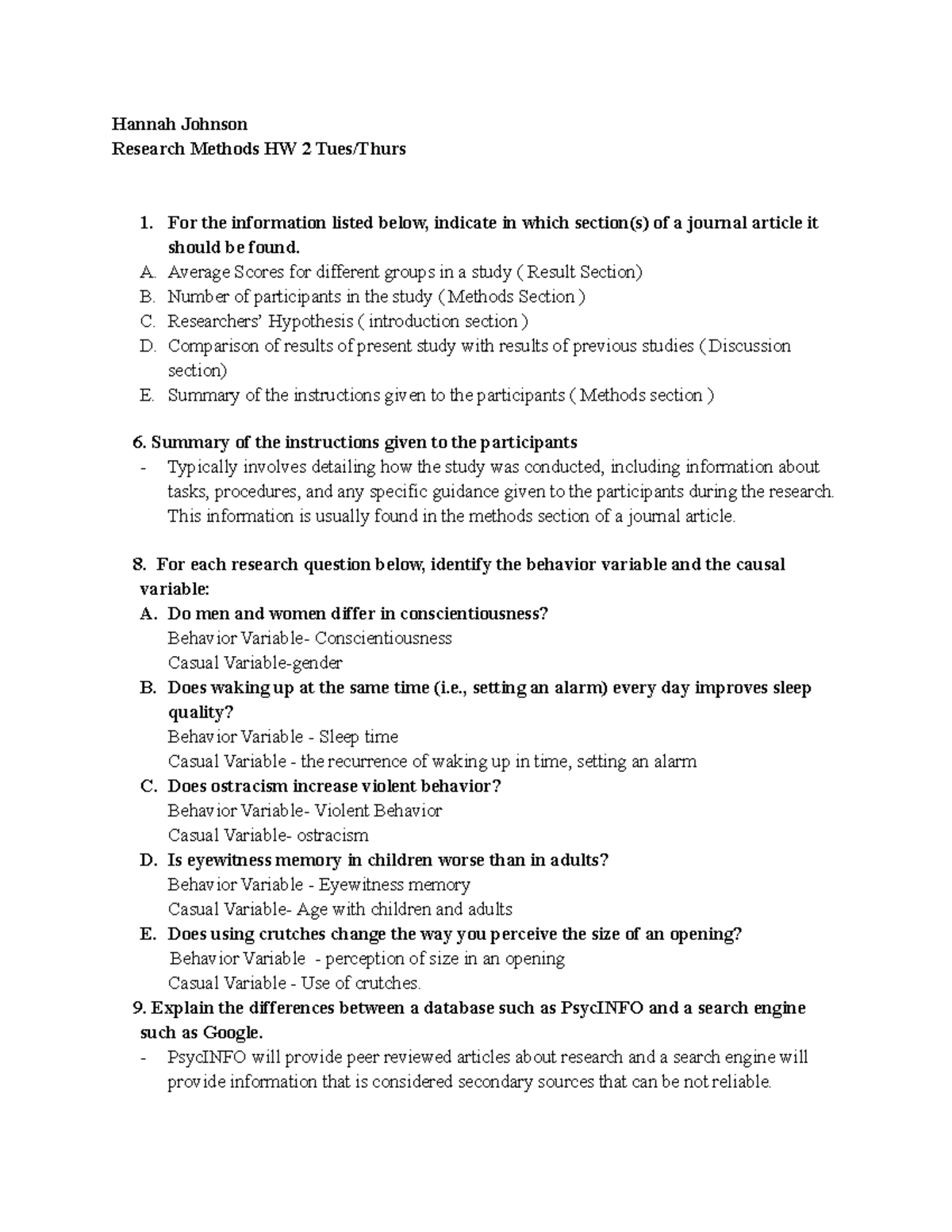 HW 2 Research Methods - These is homework assignments. Not a perfect ...