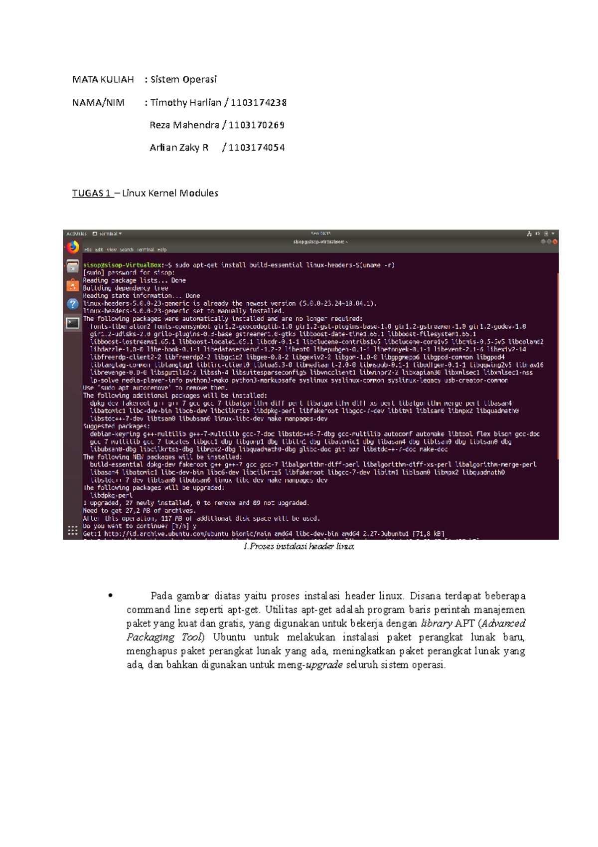 Tugas 1sisop - Linux kernel system - MATA KULIAH : Sistem Operasi NAMA ...