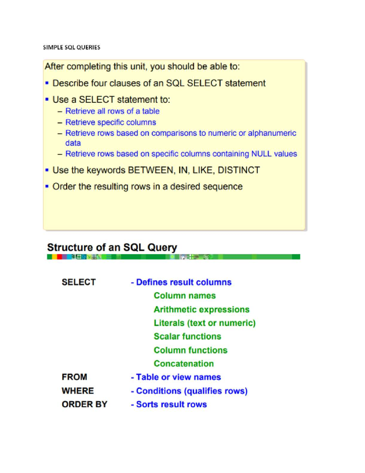 Query ICT200 - Summary Diploma in science - Studocu