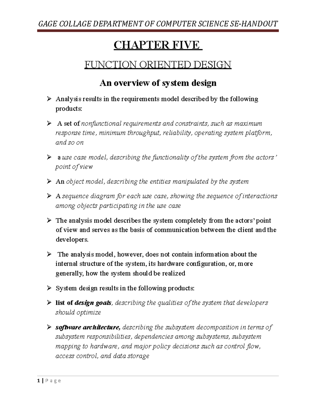 Chapter 5 - this is the shortest material for software engineering ...