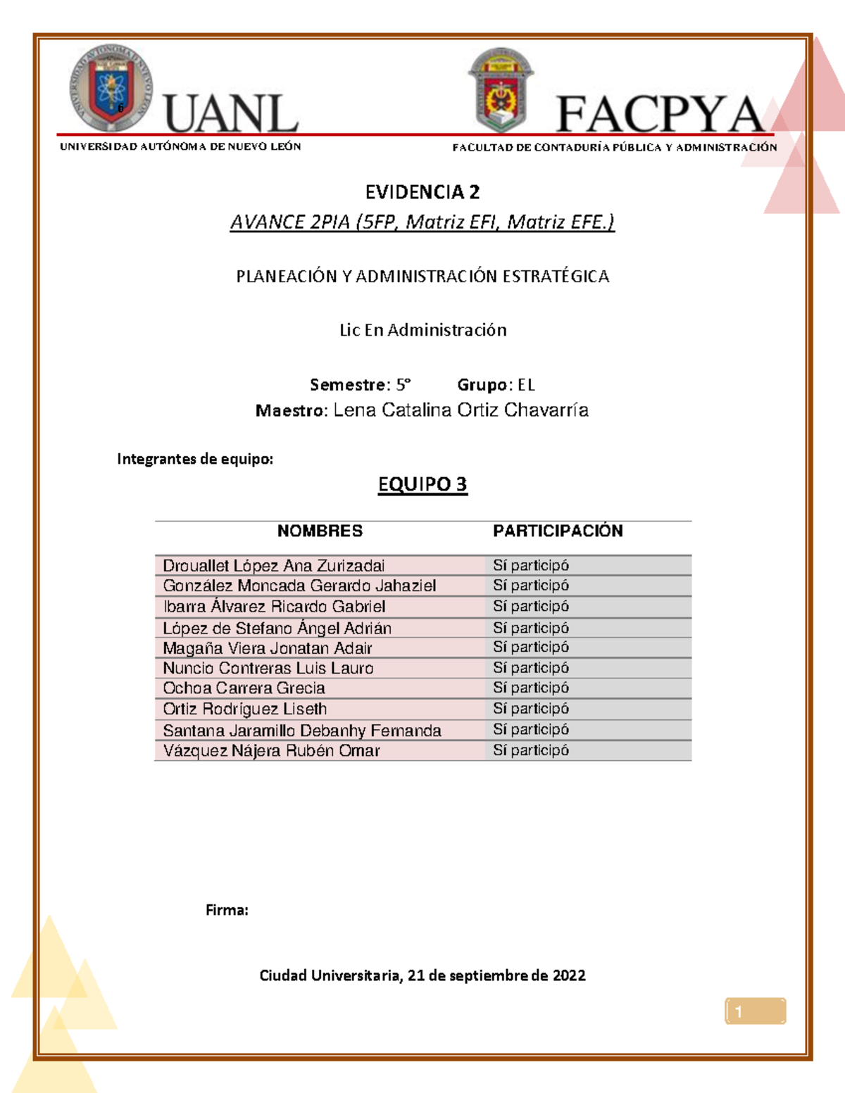 EV 5. PAE Eq3 - EV 5 - 6 EVIDENCIA 2 AVANCE 2PIA (5FP, Matriz EFI ...