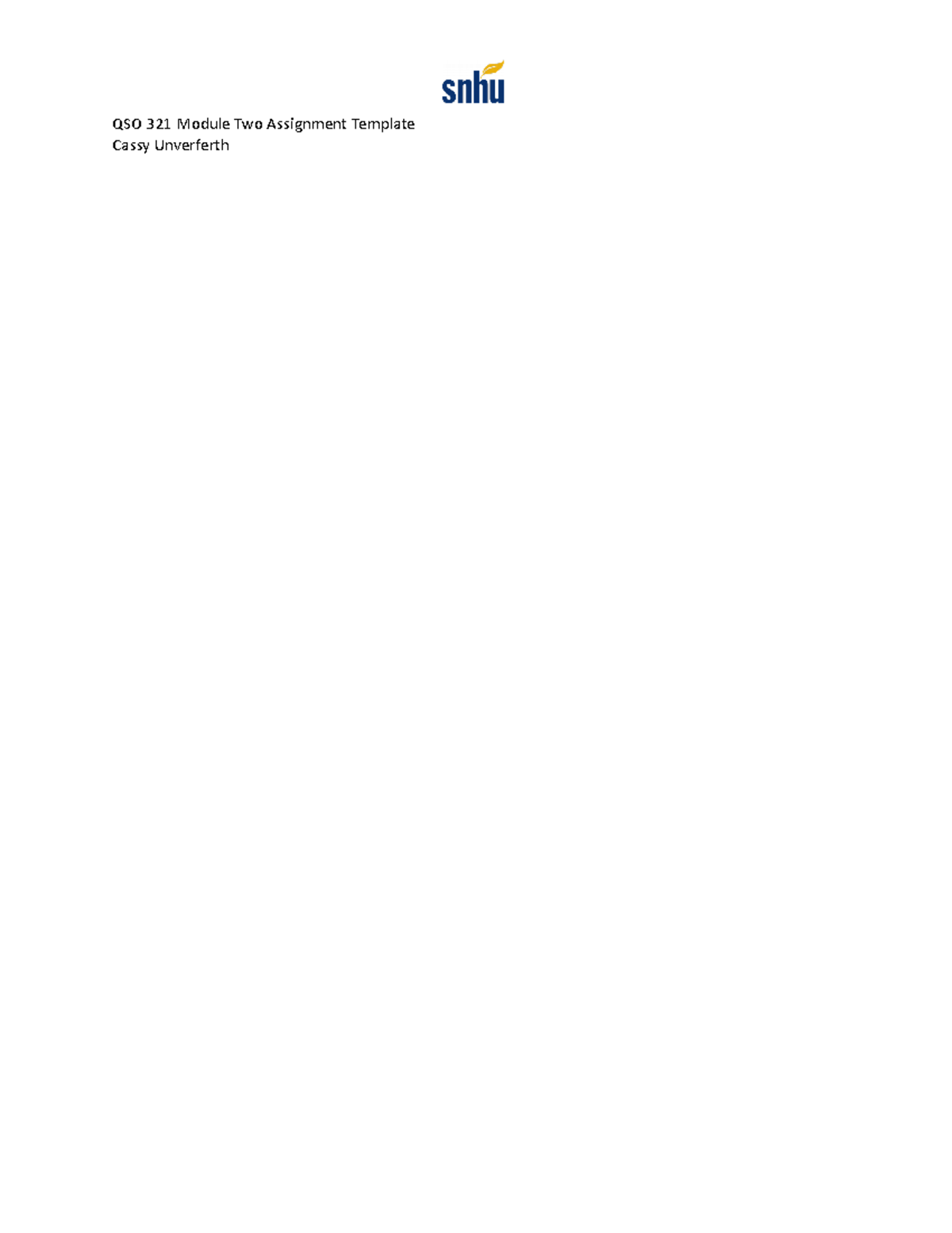 Qso 321 Module Two Assignment Template Qso 321 Module Two Assignment