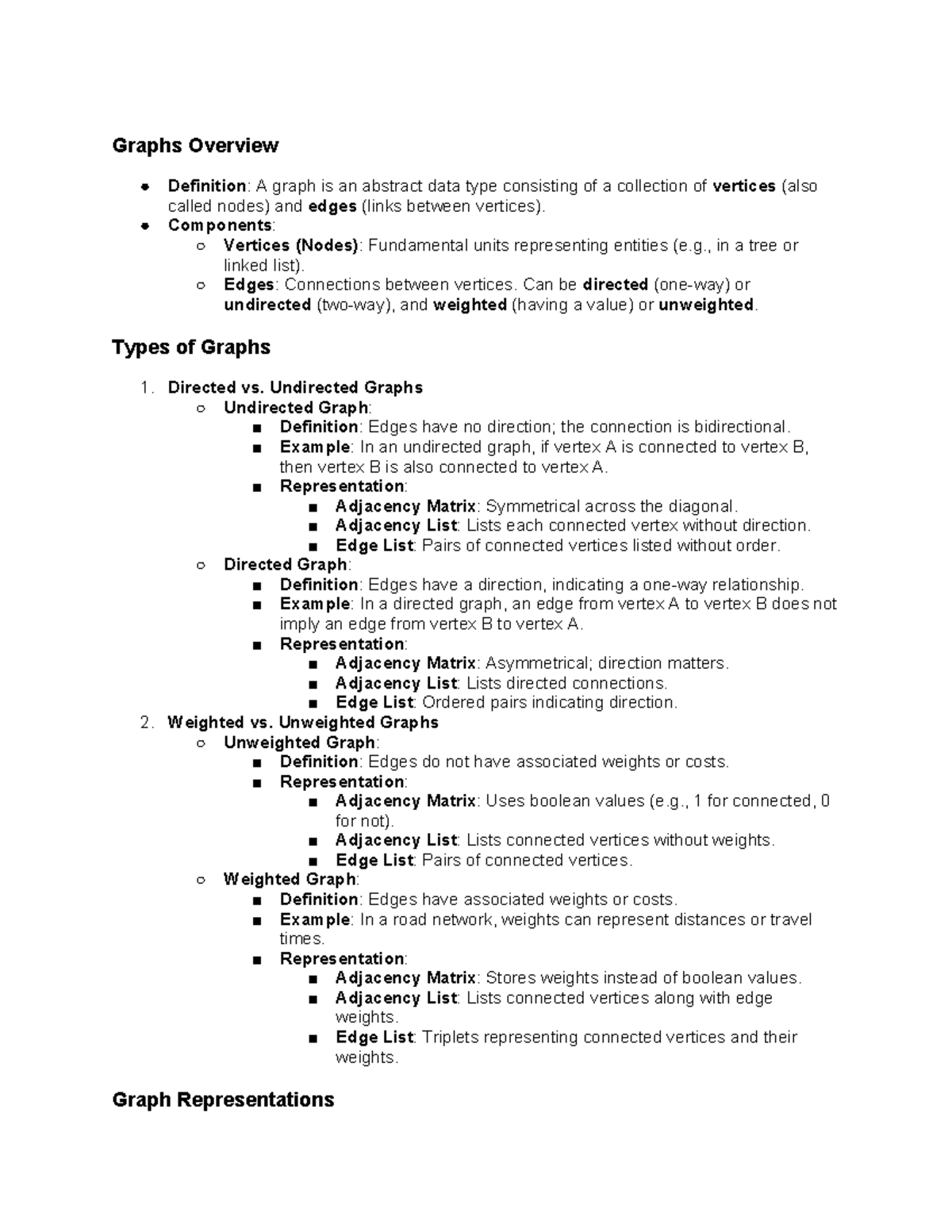 Graphs Overview - Graphs Overview Definition: A graph is an abstract ...