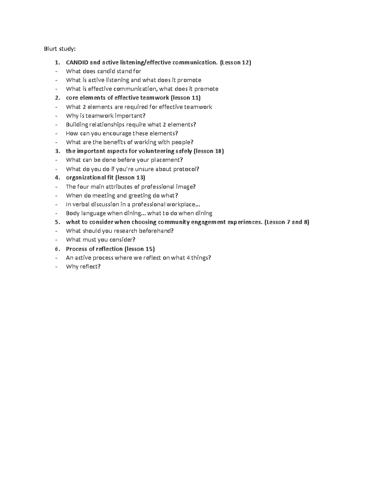 uu150 quiz 2 study guide; incomplete - Blurt study: CANDID and active ...