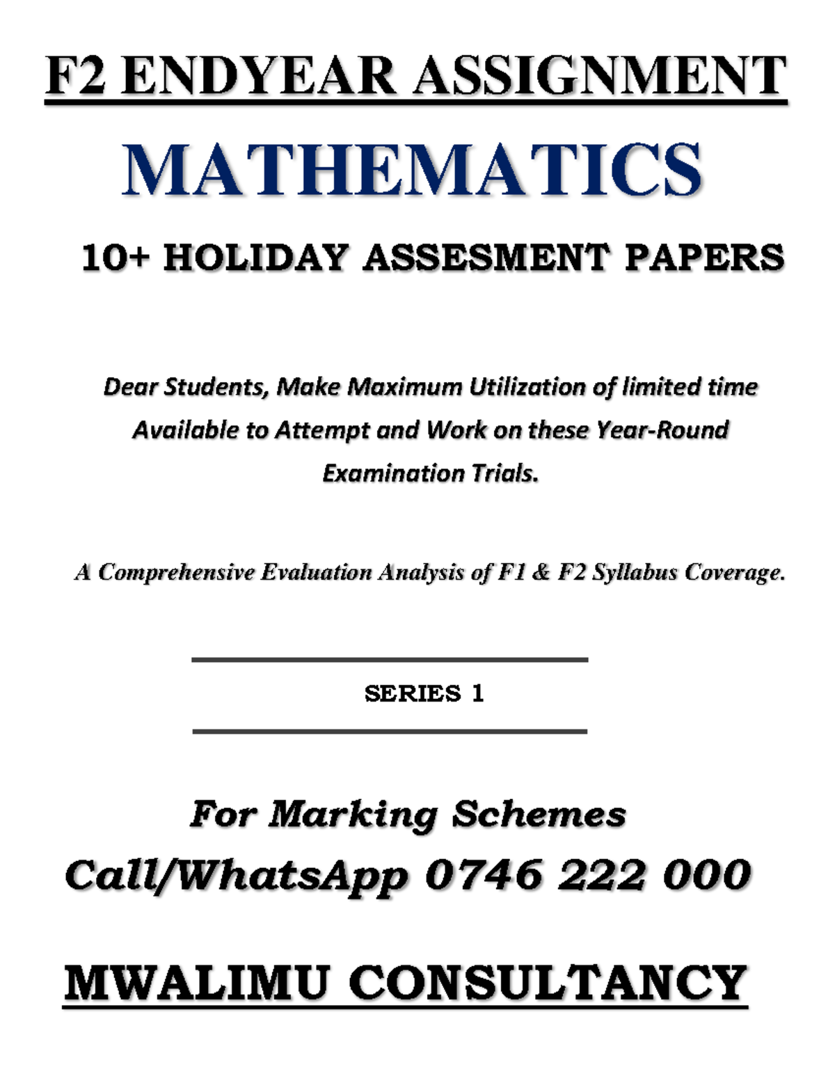 F2 Maths ET3 Assignment S1- F2 ENDYEAR ASSIGNMENT MATHEMATICS 10 ...