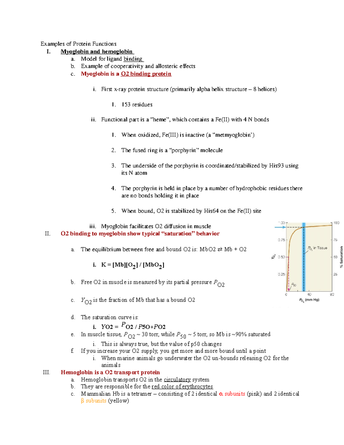 2020 Biochemistry lecture notes lecture 8 - Examples of Protein ...