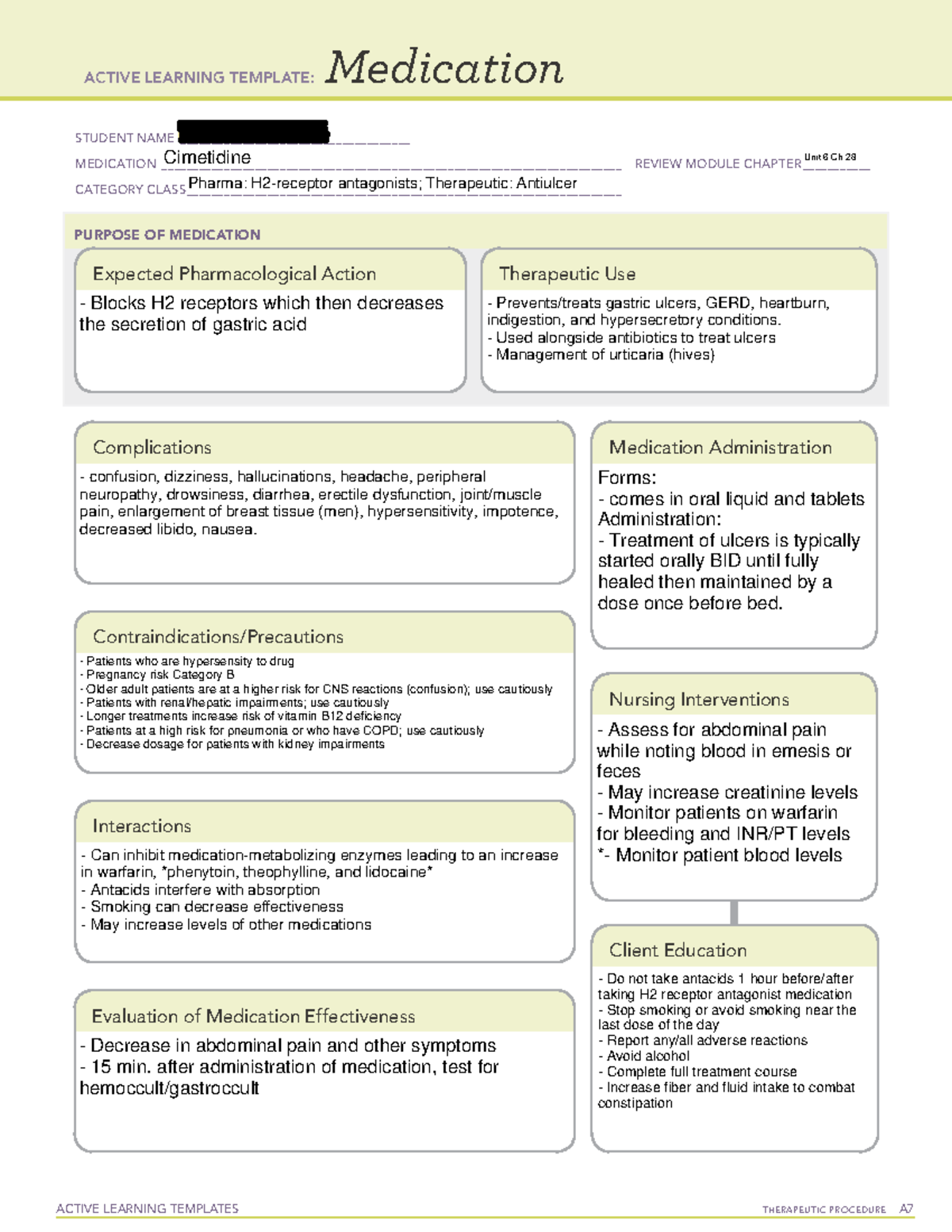 Cimetidine (Medication ALT) - ACTIVE LEARNING TEMPLATES THERAPEUTIC ...