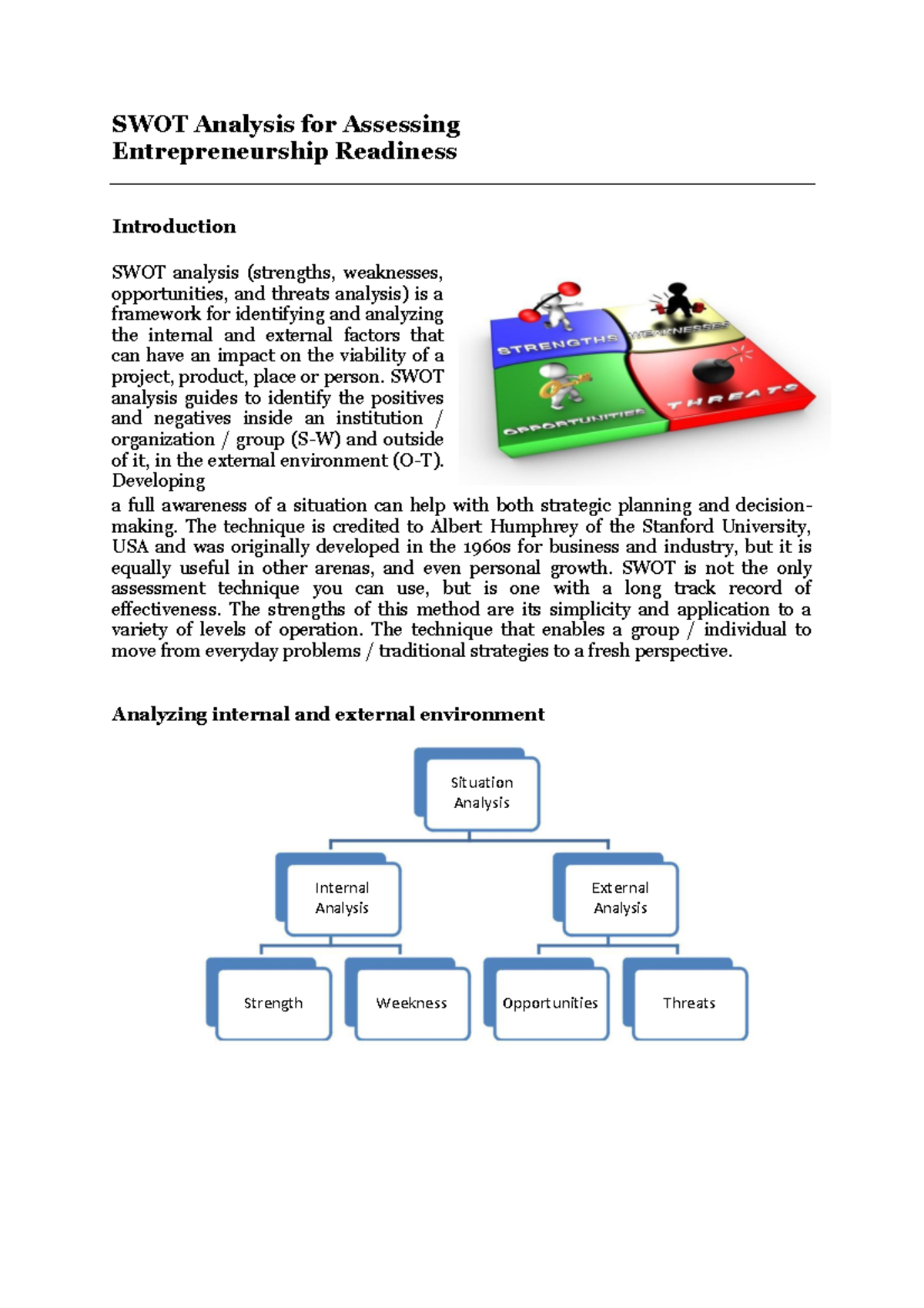 1-swot1 - SWOT Analysis for Assessing Entrepreneurship Readiness 49 ...