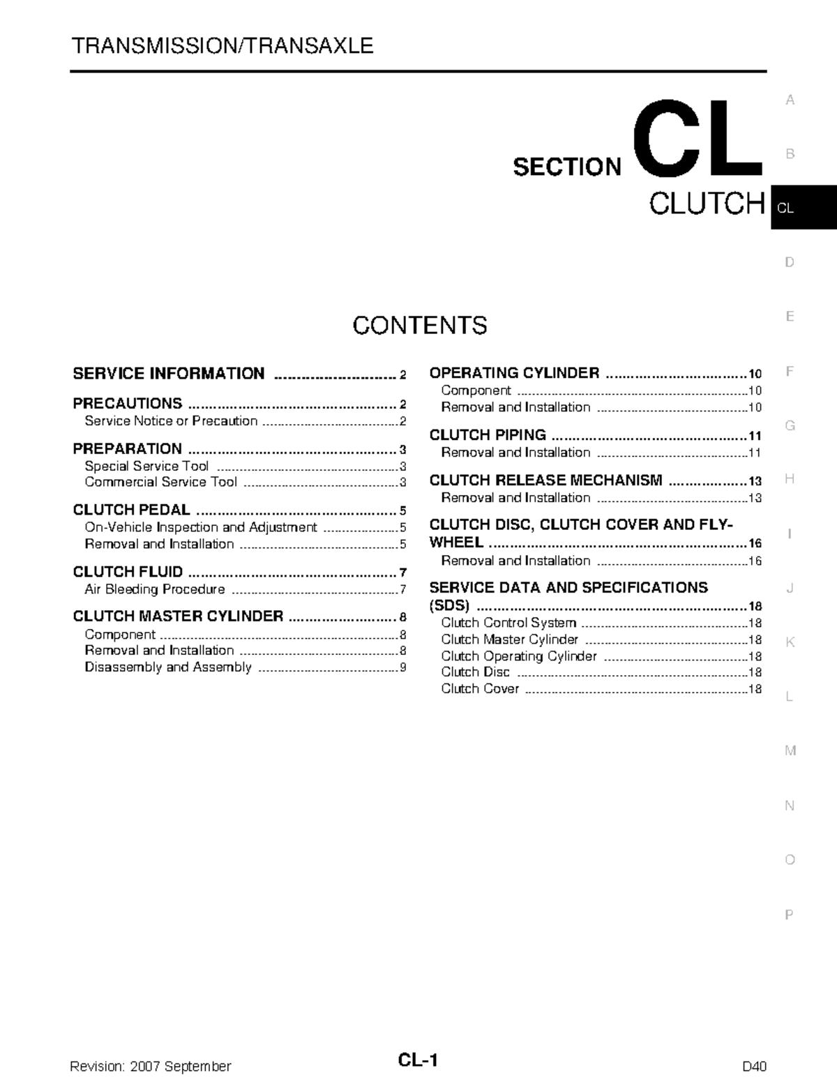 CL - Cluthc - ####### CL- TRANSMISSION/TRANSAXLE D E F G H I J K L M ...