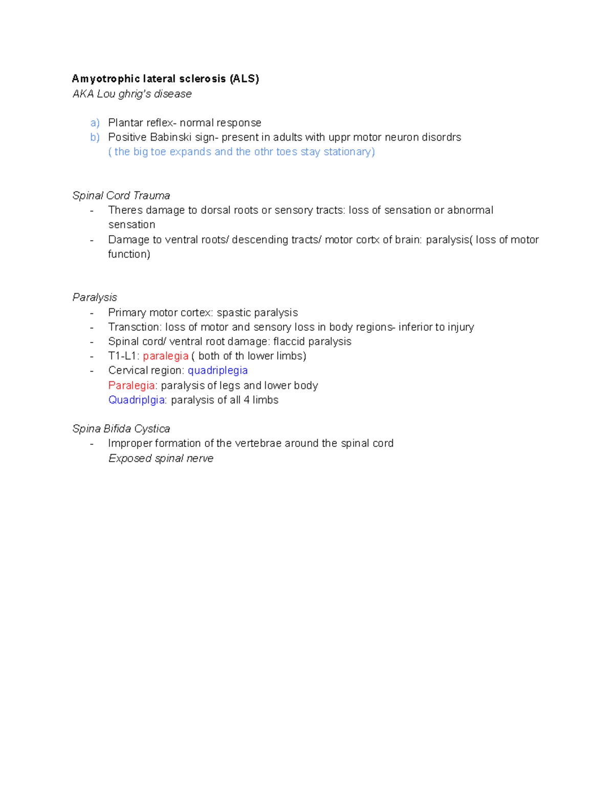 Anatomy notes 2 Amyotrophic lateral sclerosis (ALS) - Amyotrophic ...