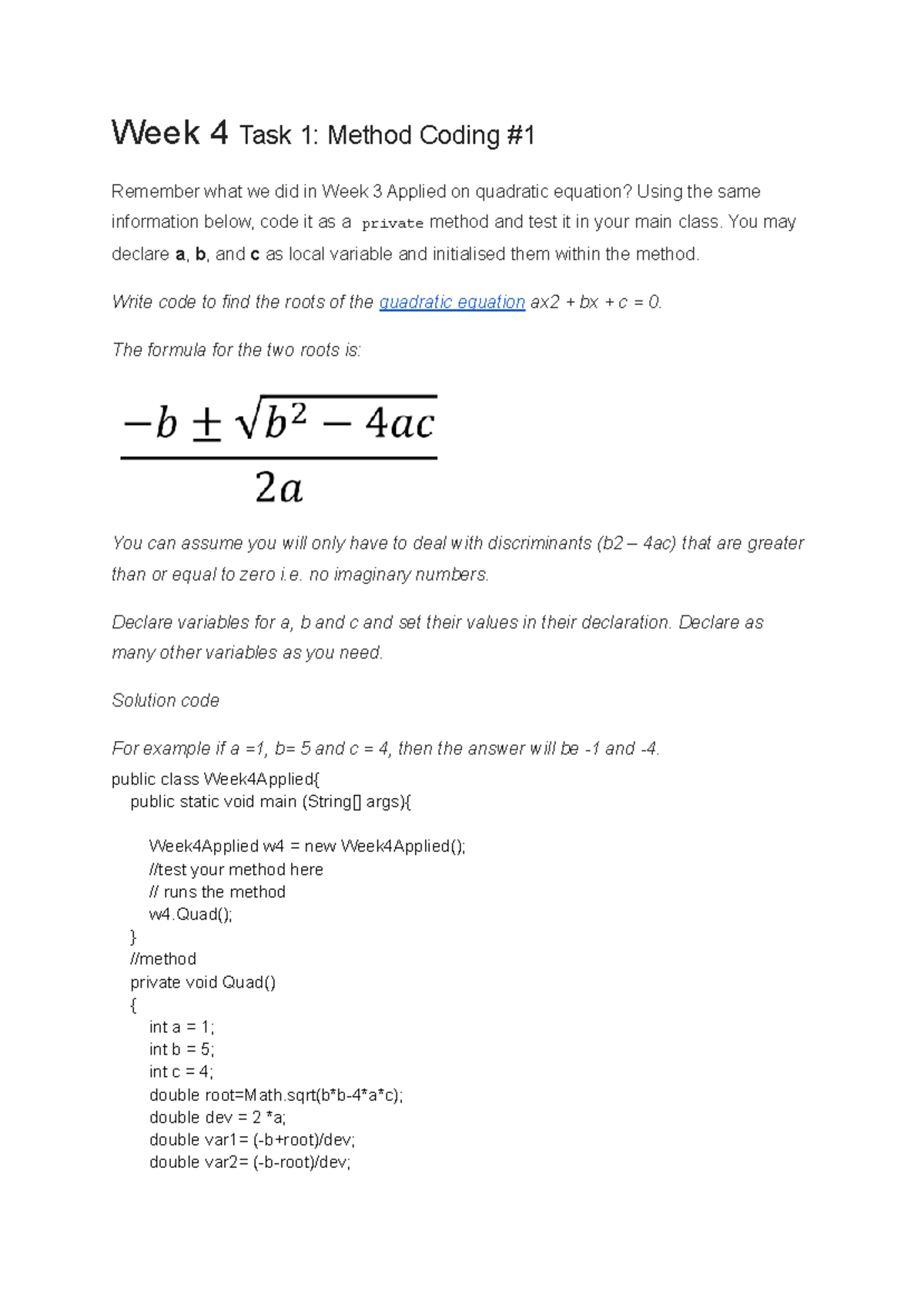 Week 4 Task 1&2 - Week 4 applied Task 1&2 solution - Week 4 Task 1 ...