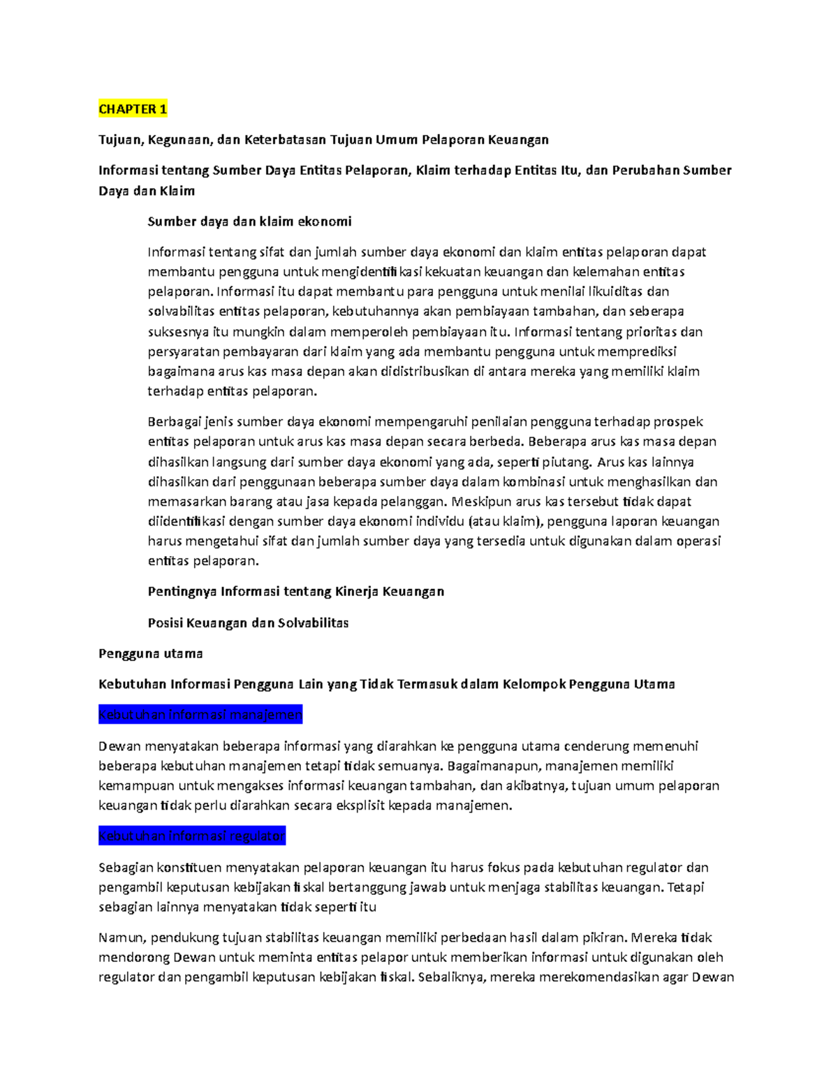 Summary sfac no 8 dan iasb framework concept - CHAPTER 1 Tujuan ...