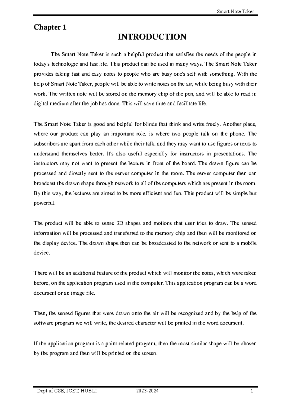 Digital pen Technology - Chapter 1 INTRODUCTION The Smart Note Taker is ...