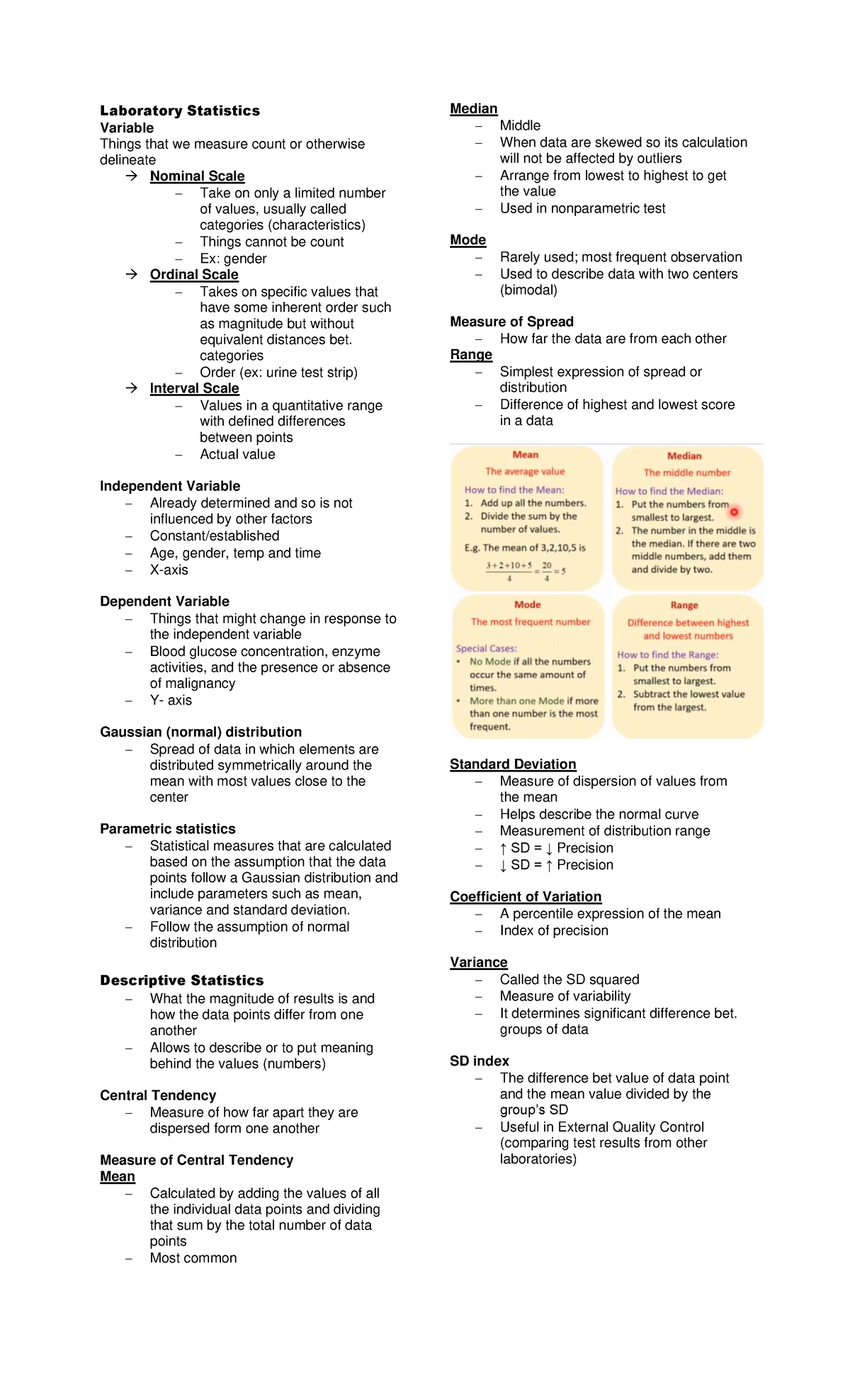 2 - Laboratory-Statistics - Laboratory Statistics Variable Things that ...
