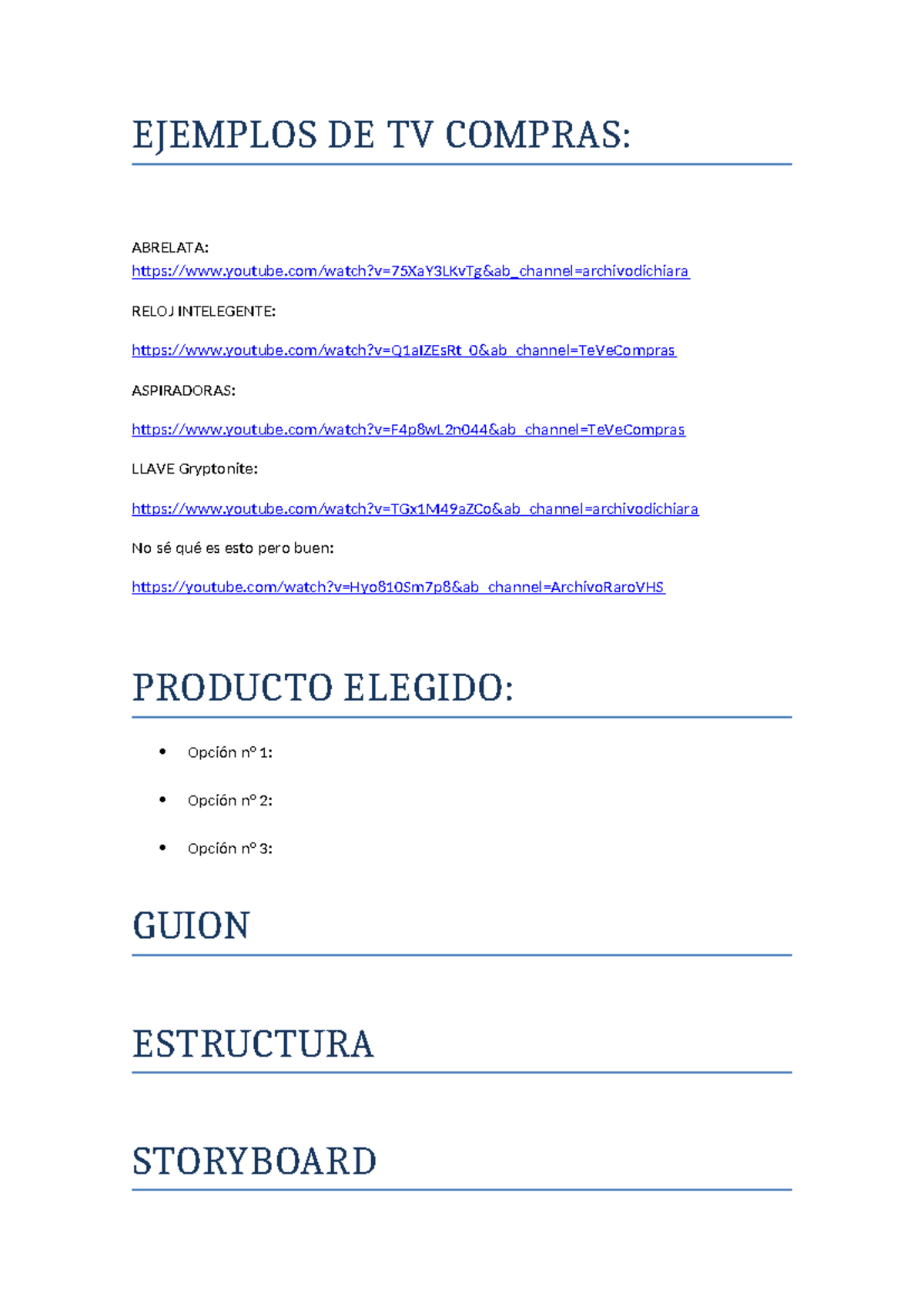 Ejemplos DE TV Compras (ESQUEMA DEL TP) - EJEMPLOS DE TV COMPRAS ...