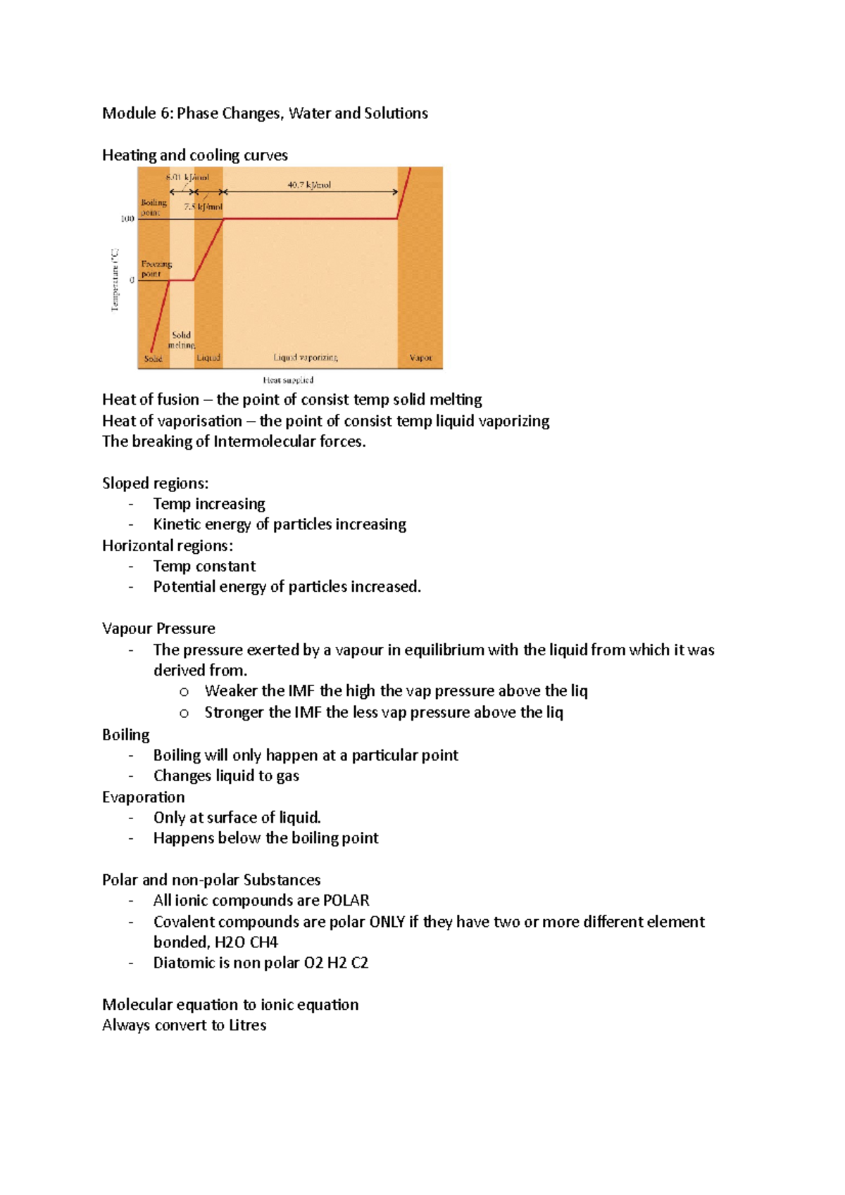 Module 6- Phase Changes, Water and Solutions - Sloped regions: Temp ...