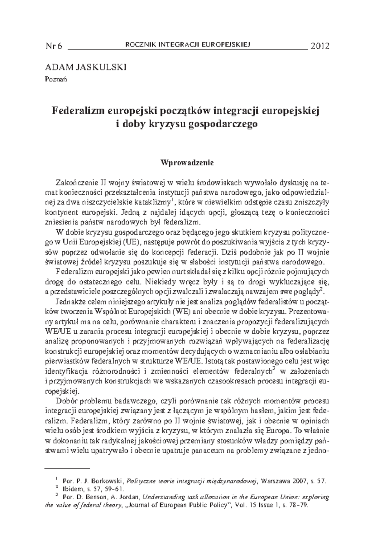 Federalizm europejski początek integracji europejskiej - ADAM JASKULSKI ...