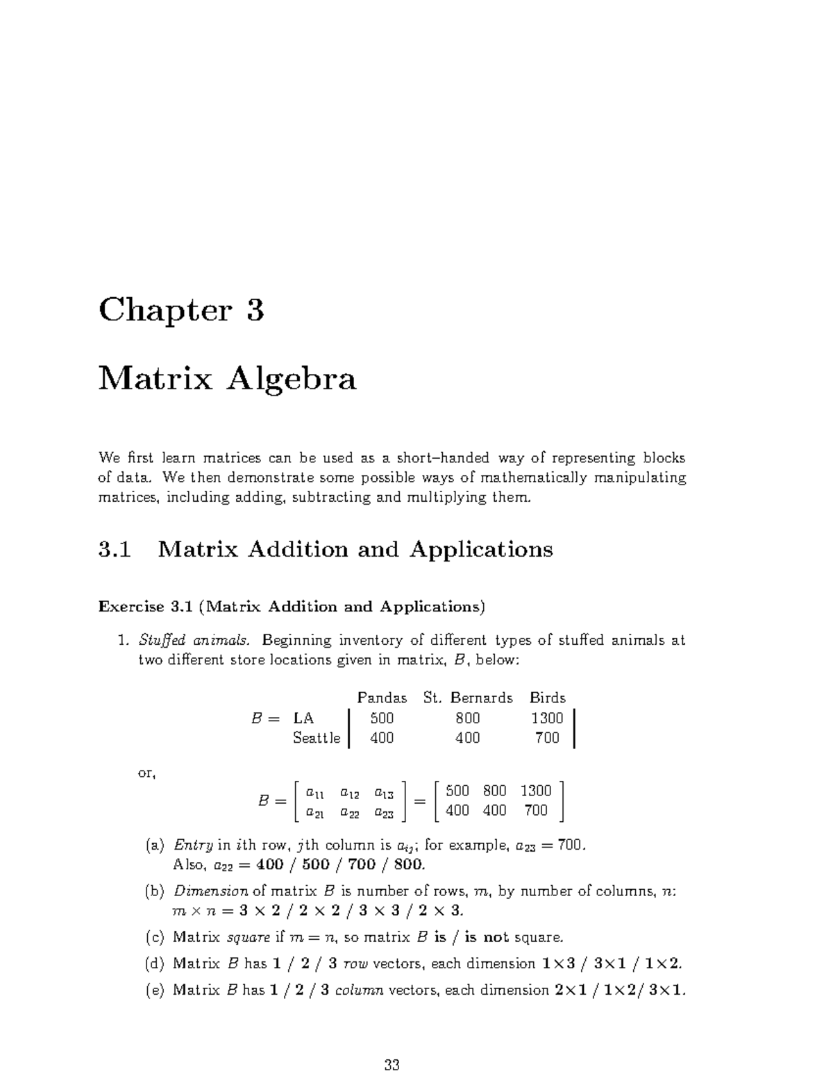 Matrix - xyz - Chapter 3 Matrix Algebra We ürst learn matrices can be ...