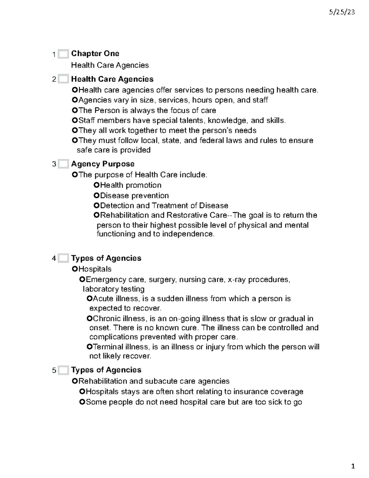 Ch 1 (Health Care Agencies) - 5/25/ 1 Chapter One Health Care Agencies ...