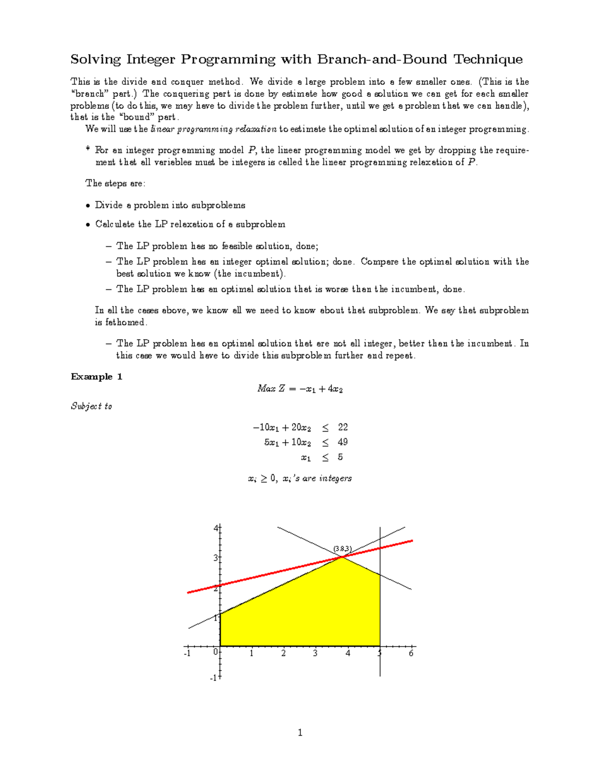 1 - practice questions - Solving Integer Programming with Branch-and-Bound Technique This is the ...