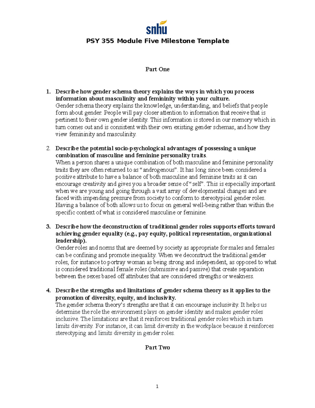 PSY 355 Module Five Milestone Complete - PSY 355 Module Five Milestone ...