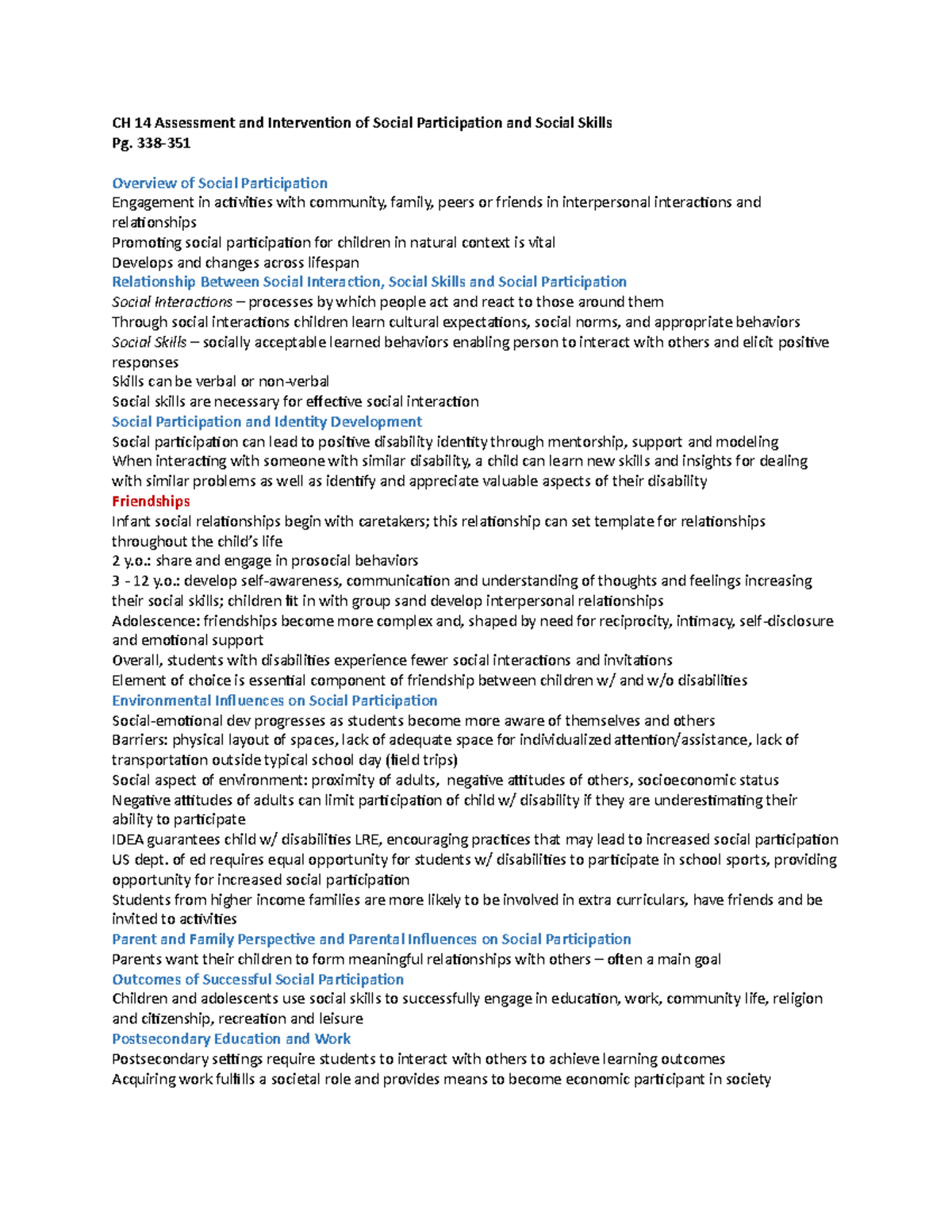 C-S CH 14 Notes - CH 14 Assessment and Intervenion of Social ...