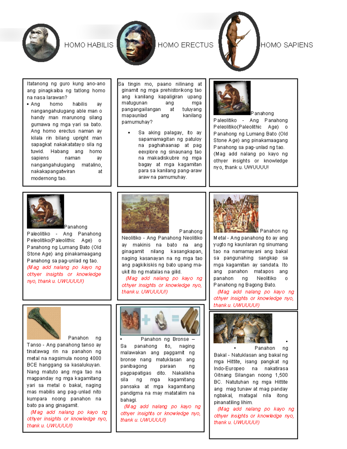 Answers - Summary Social education - Panahon ng Tanso - Ang panahong ...