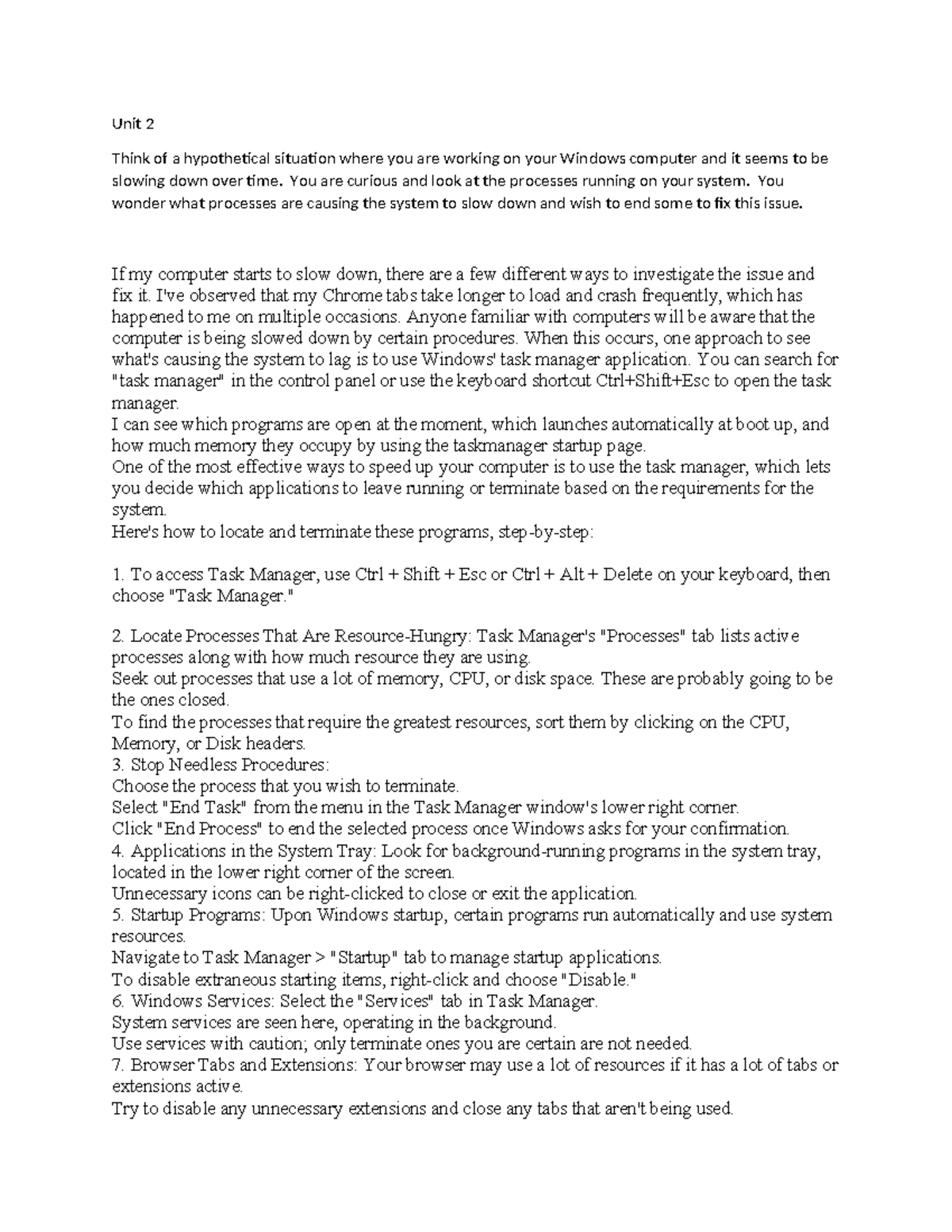 Cs2301 2 Da This Is The Discussion Assignment For The Operating System Course Unit 2 Unit 2