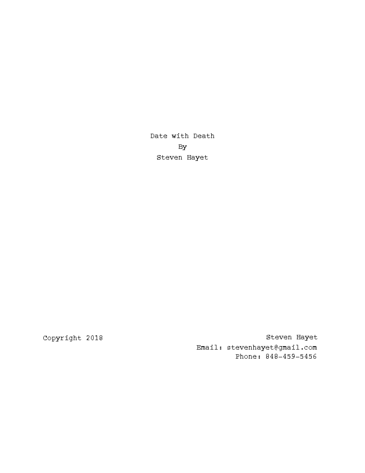 Date With Death - notes - Date with Death By Steven Hayet Copyright ...