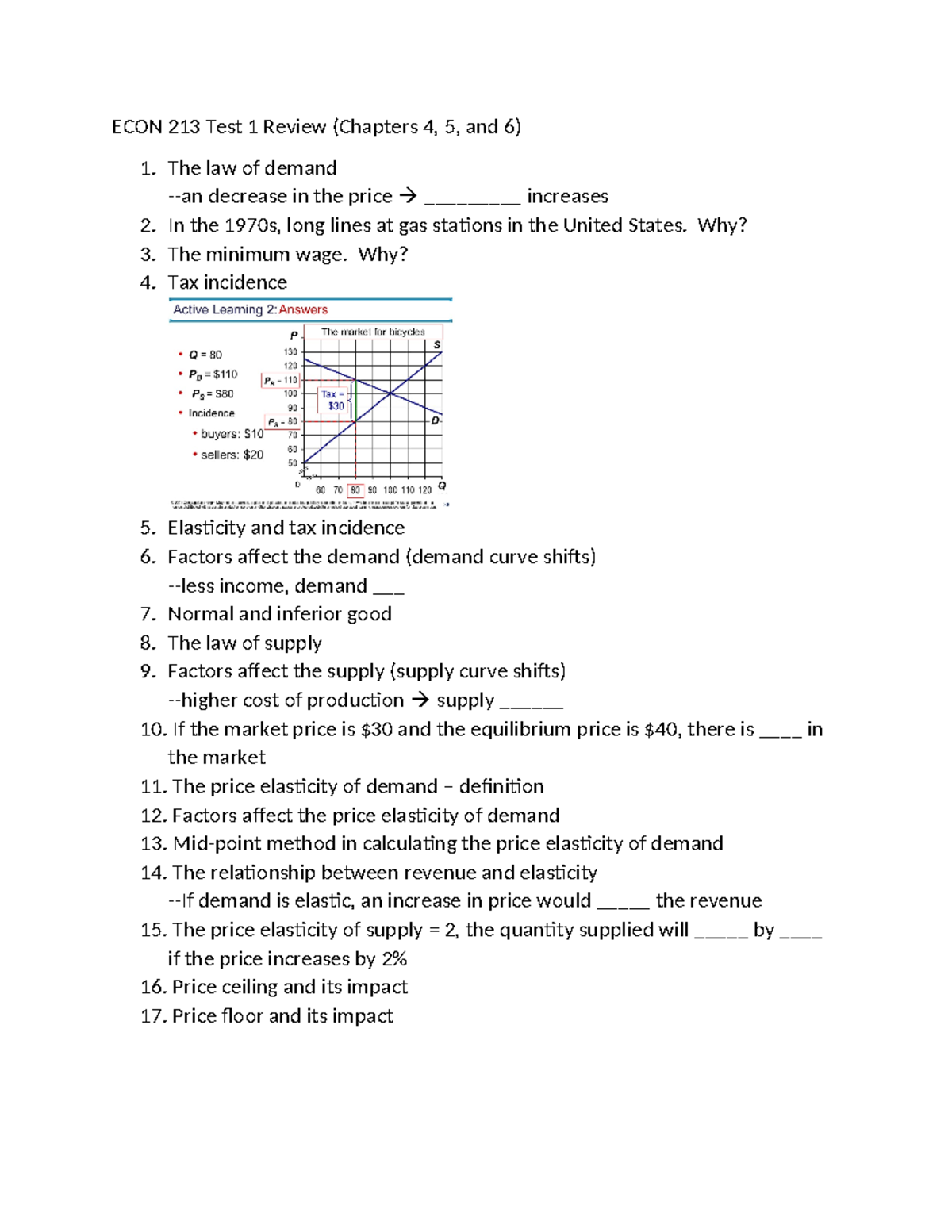 ECON 213 Test 1 Review - Dr. Light - ECON 213 Test 1 Review (Chapters 4 ...