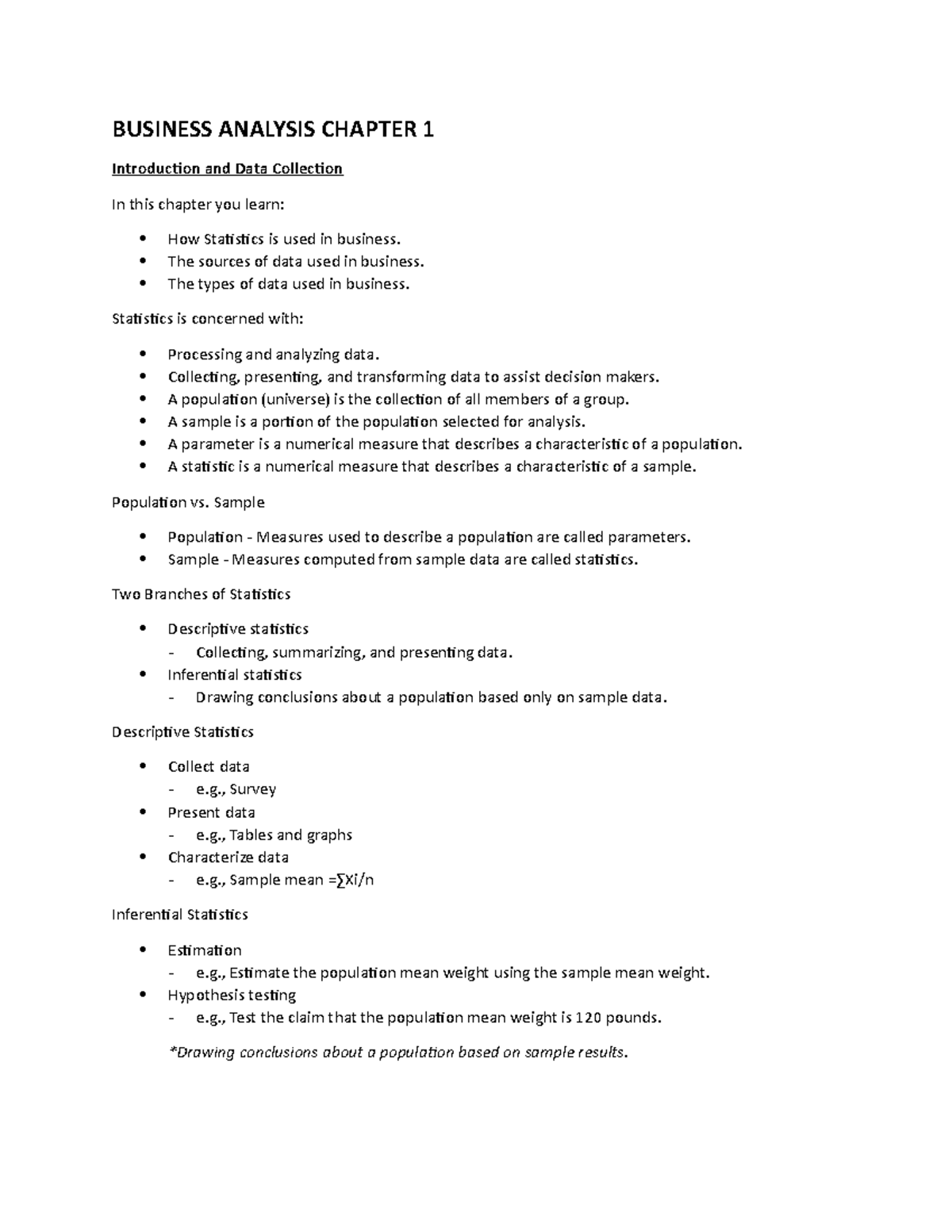 Business Analysis Chapter 1: Introduction to Data and Collection ...