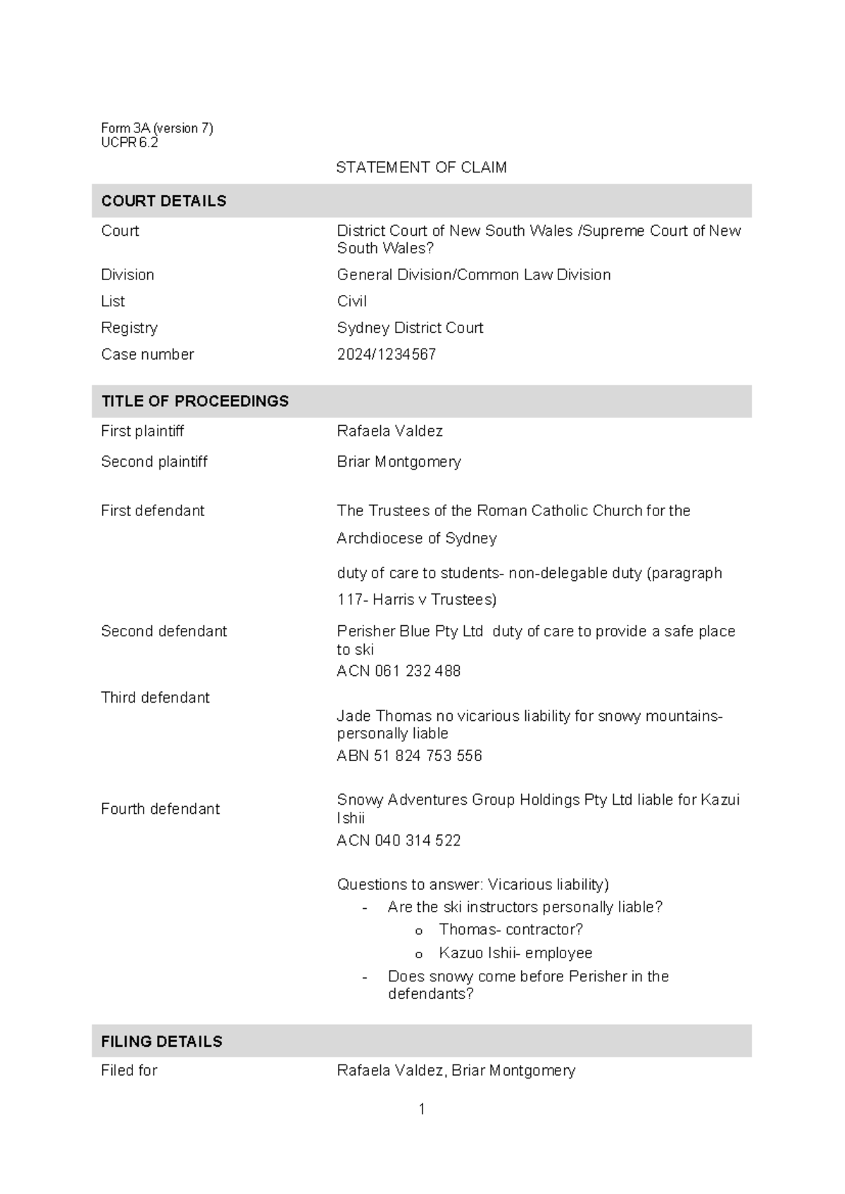 Assignment claim form - Useful - Form 3A (version 7) UCPR 6. STATEMENT ...