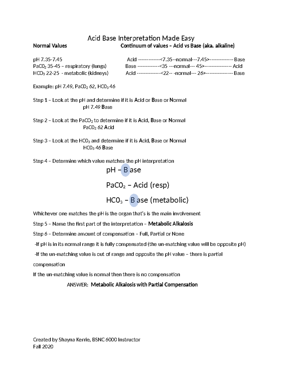 Acid Base Interpretation Made Easy - alkaline) pH 7.35-7 Acid - - Base ...