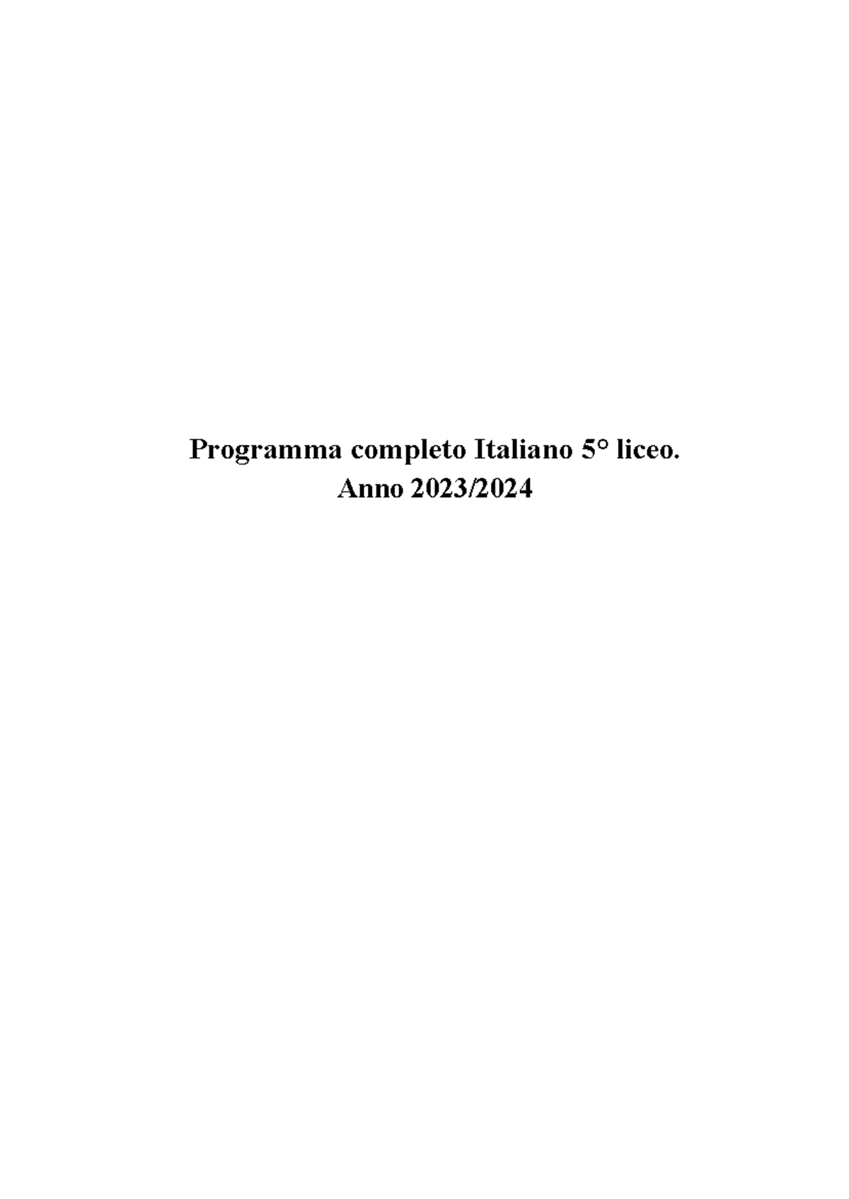 Italiano programma completo - Programma completo Italiano 5° liceo ...