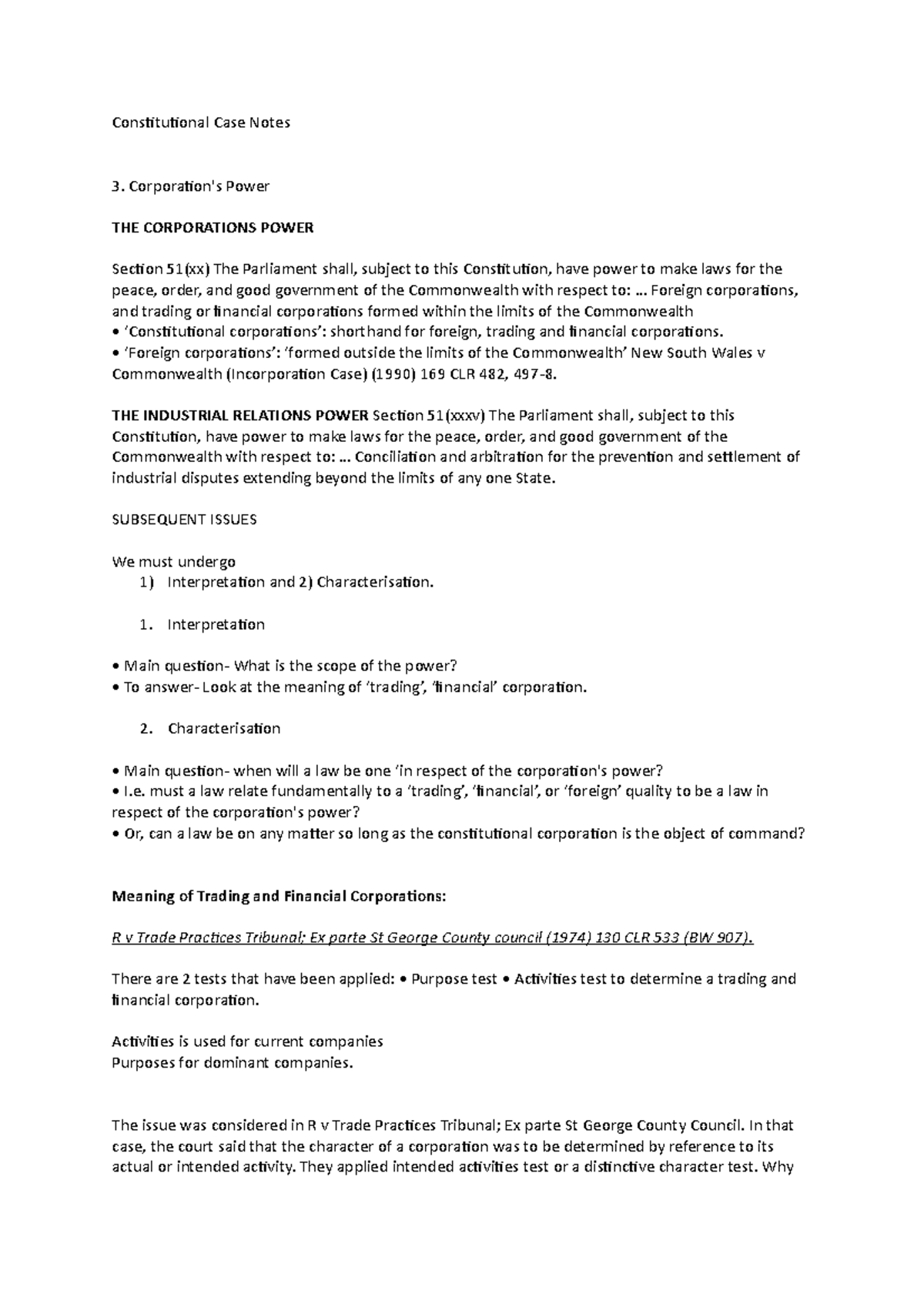 Constitutional Case Notes - Constitutional Case Notes Corporation's ...