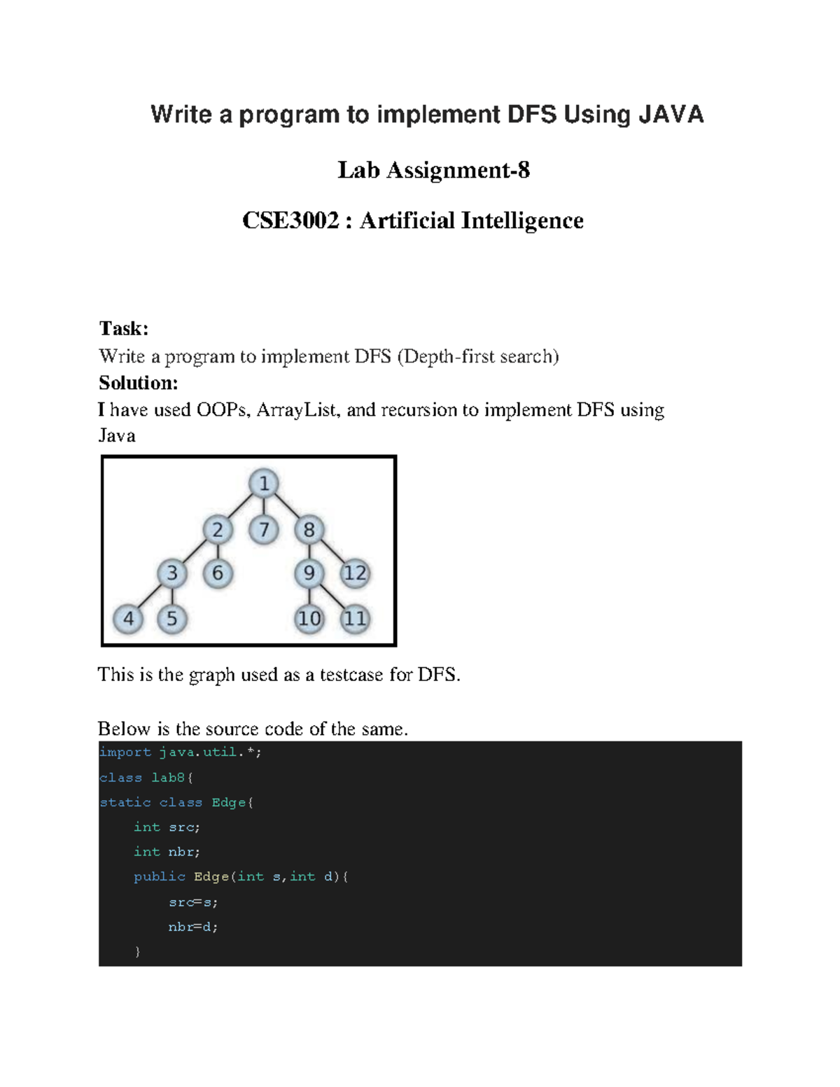 8 - Artificial intelligence material - Write a program to implement DFS ... 8 - Artificial intelligence material - Write a program to implement DFS ...