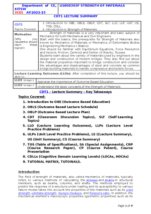 Tutorial som - Important notes - Strength of Materials – I - Studocu