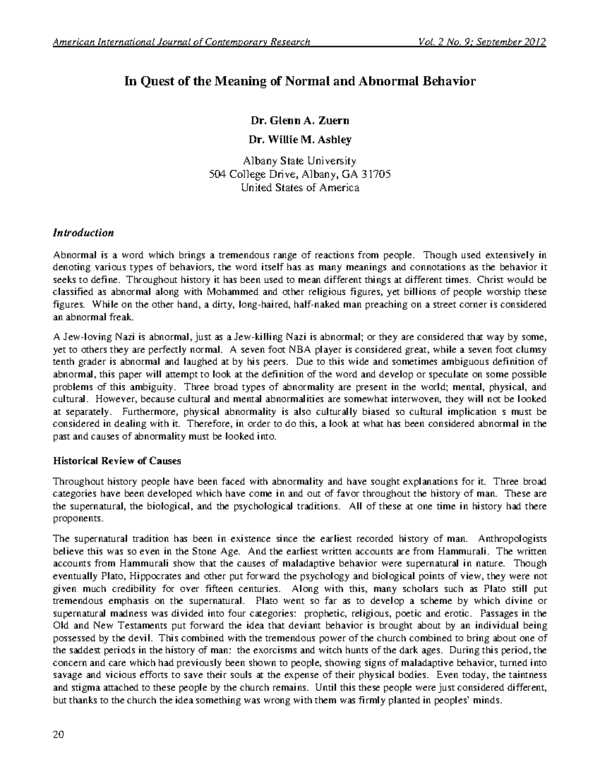 In Quest of the Meaning of Normal and Abnormal Behavior 3 - American ...