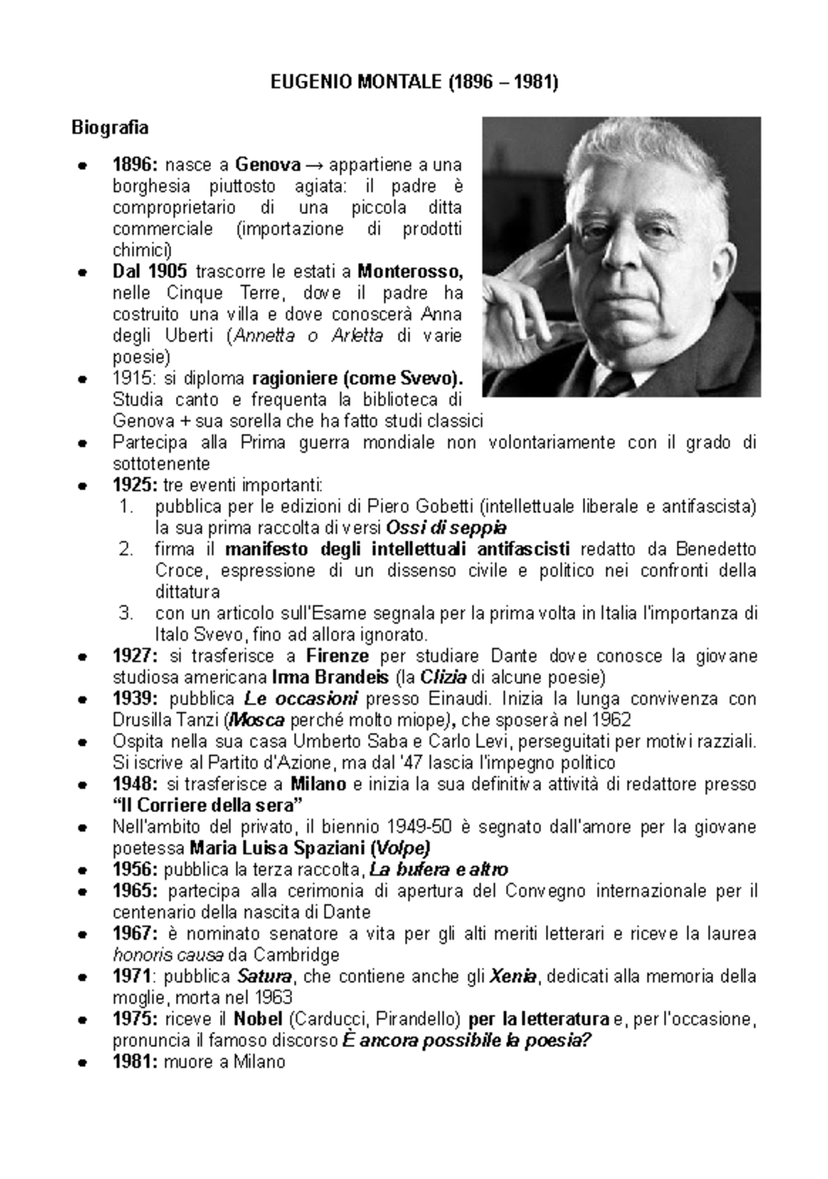 12 Eugenio Montale Bignami Eugenio Montale 1896 1981