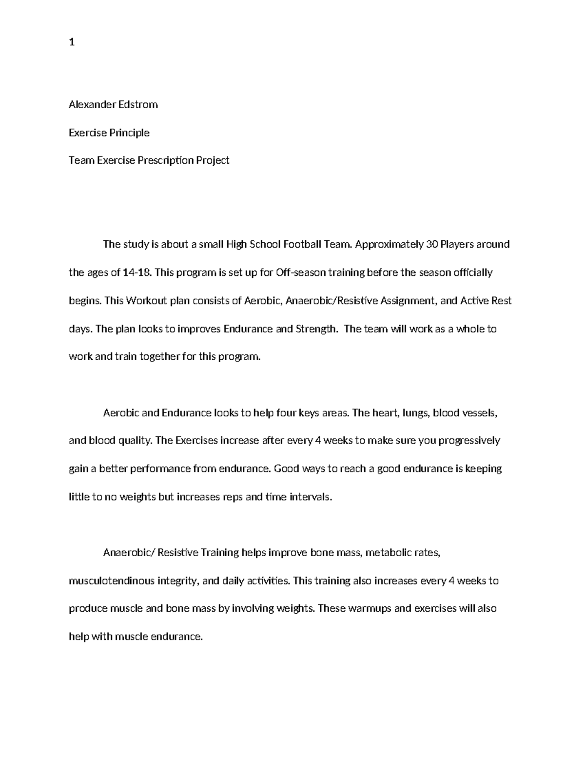 Work Out Program - Alexander Edstrom Exercise Principle Team Exercise ...