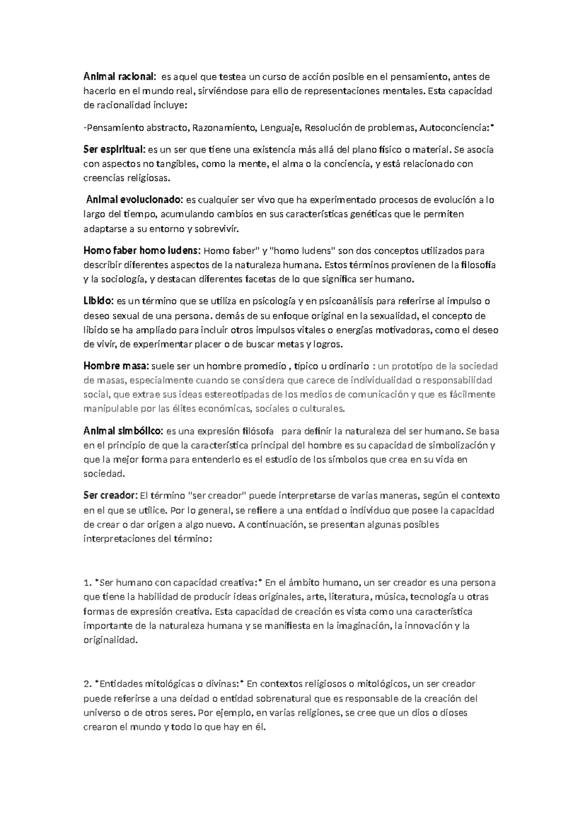 Animal racional - resumen de español - Animal racional: es aquel que ...