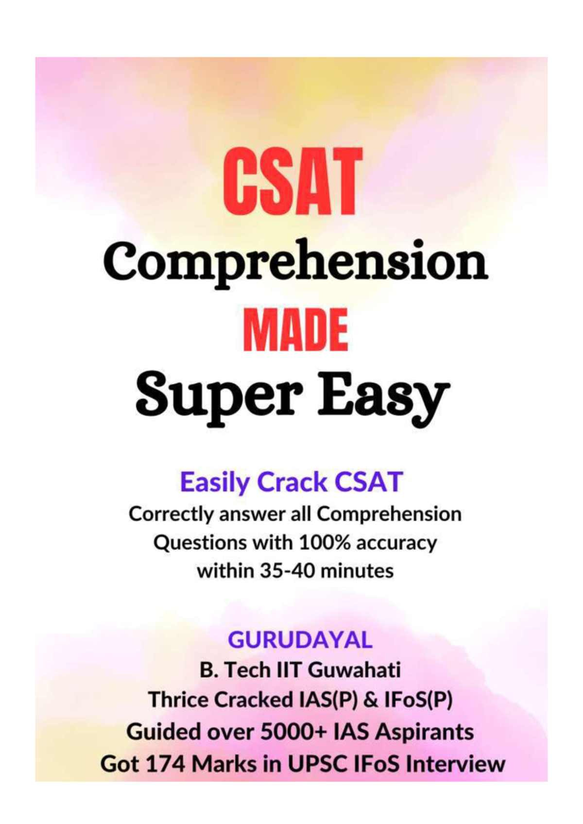 Sample CSAT Comprehension Made Super Easy e-book - Testimonials of UPSC ...
