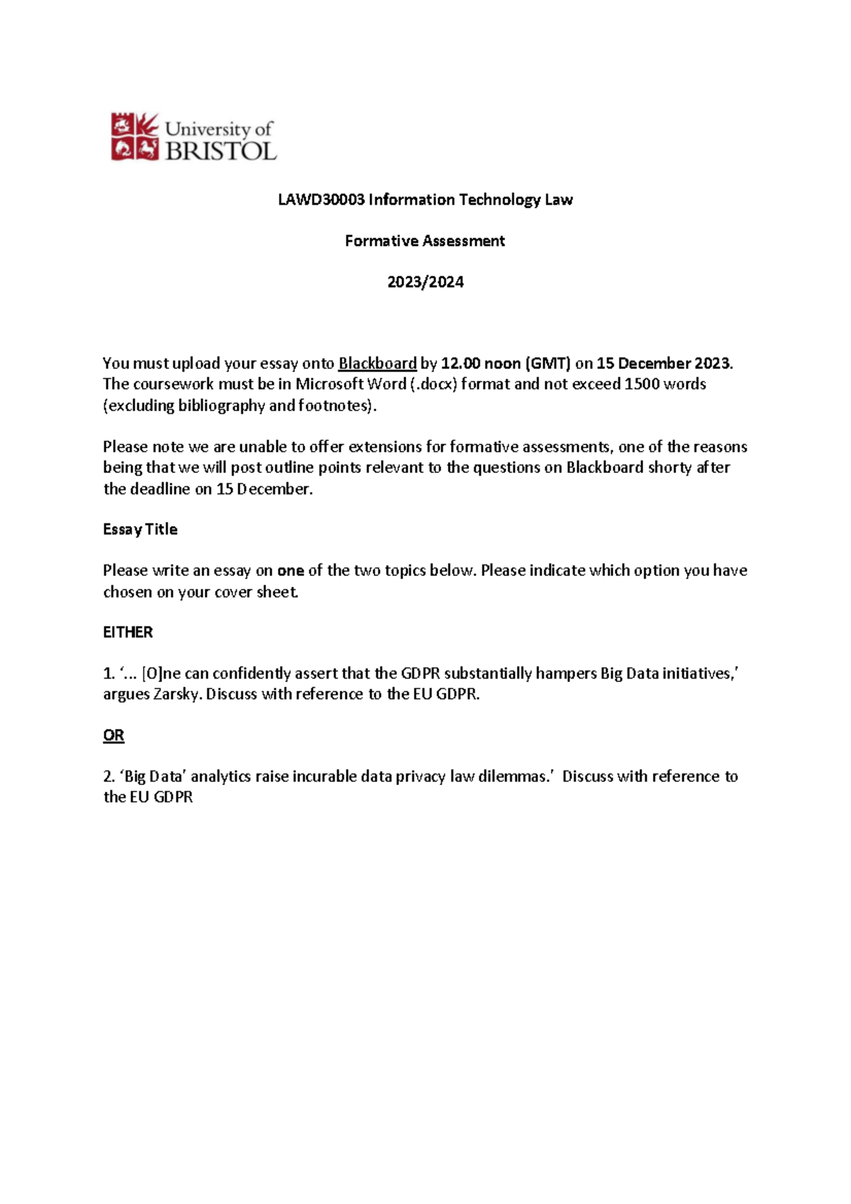 LAWD30003 IT Law Formative Assessment 2023-2024-2 - LAWD30003 ...