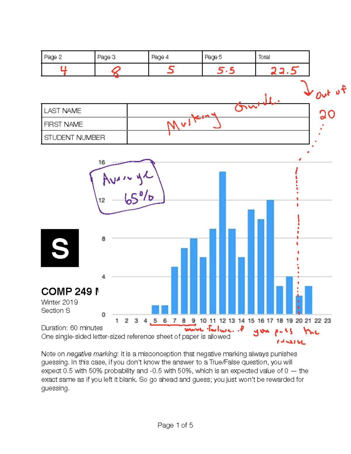 2019 Winter - Exam - COMP 249 Midterm Test Winter 2019 Section S ...