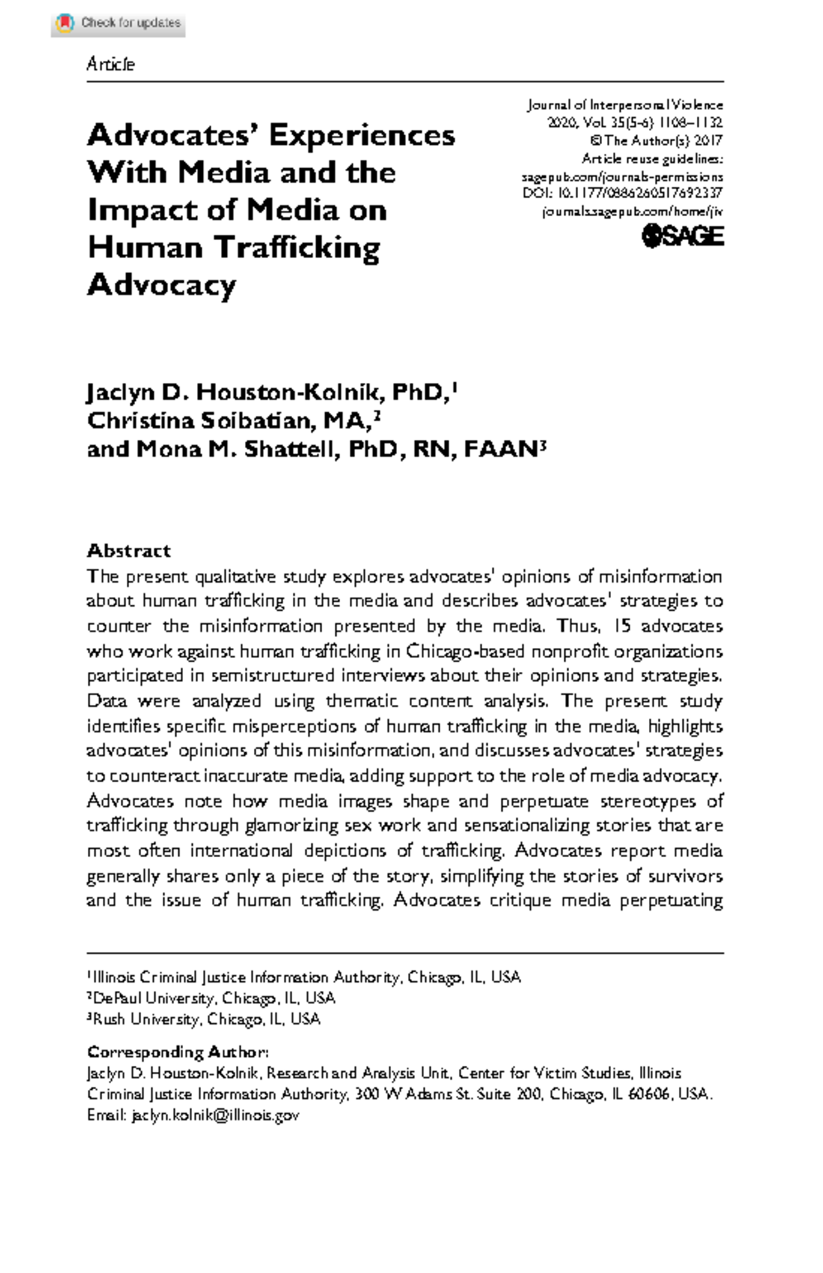 Human trafficking notes from class . - doi/10.1177/ Journal of ...