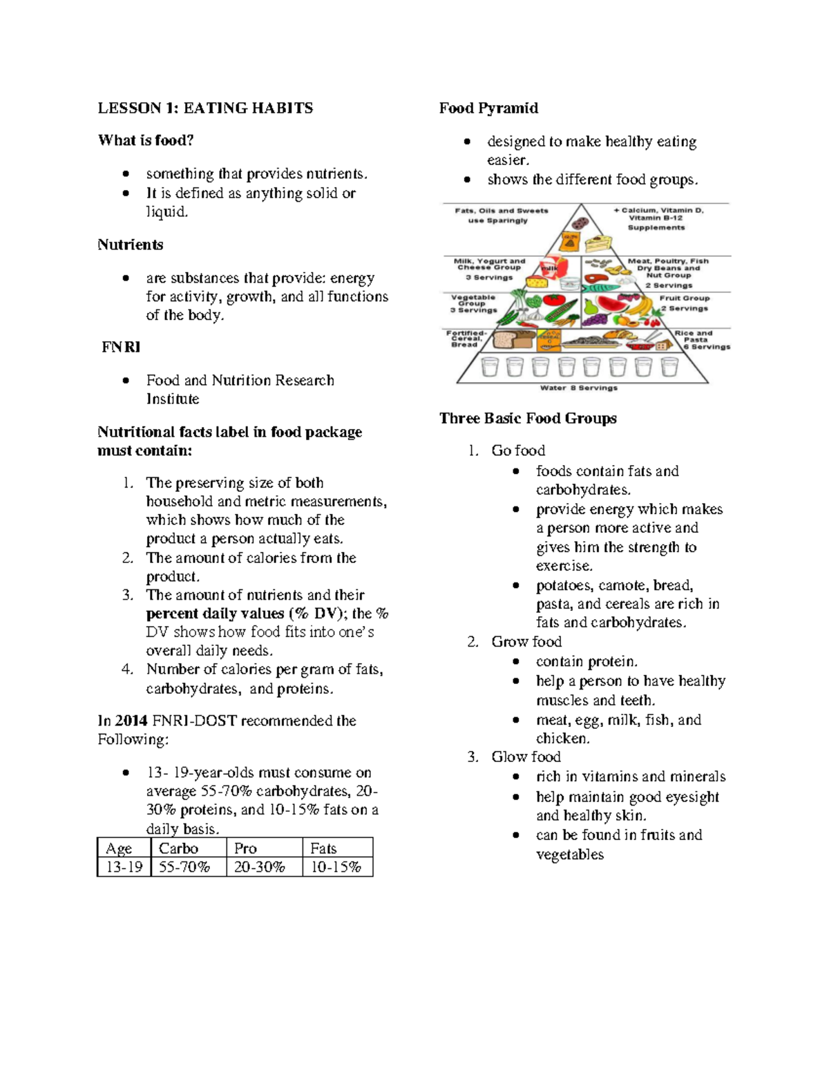 Muscles - Pathfit - LESSON 1: EATING HABITS What is food? - something ...