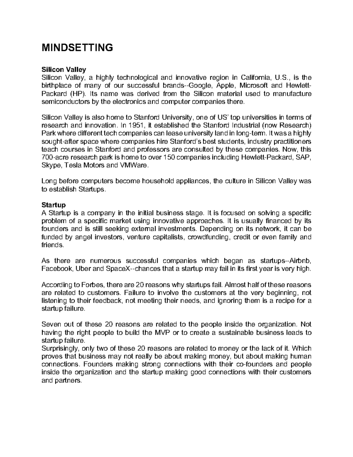 1-Mindsetting - Mindsetting - MINDSETTING Silicon Valley Silicon Valley ...